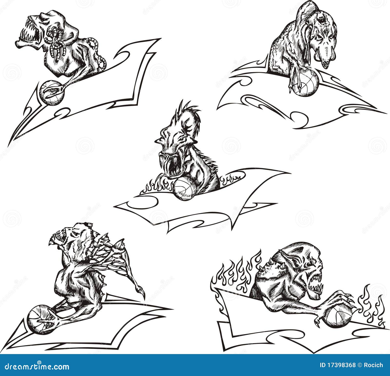 Basketball Monster Templates (set 1) Stock Vector - Illustration of ...