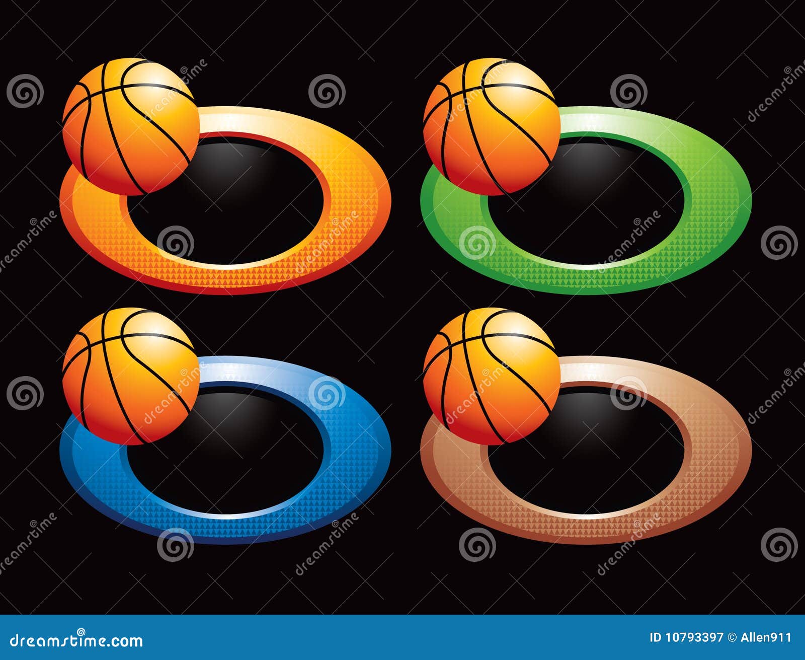 Basketball on Multicolored Circular Rings Stock Vector - Illustration ...