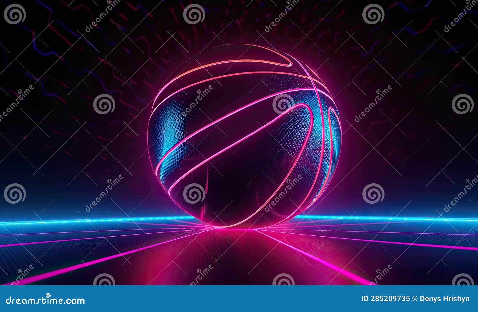Basketball with Neon Lines on a Bright, Dynamic Background Stock ...