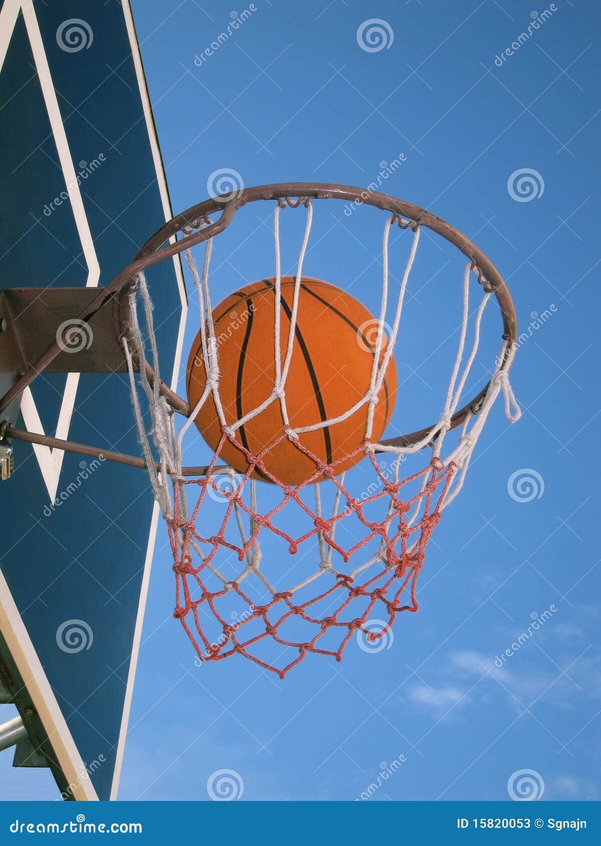 Basketball in the net stock image. Image of orange, ball - 15820053