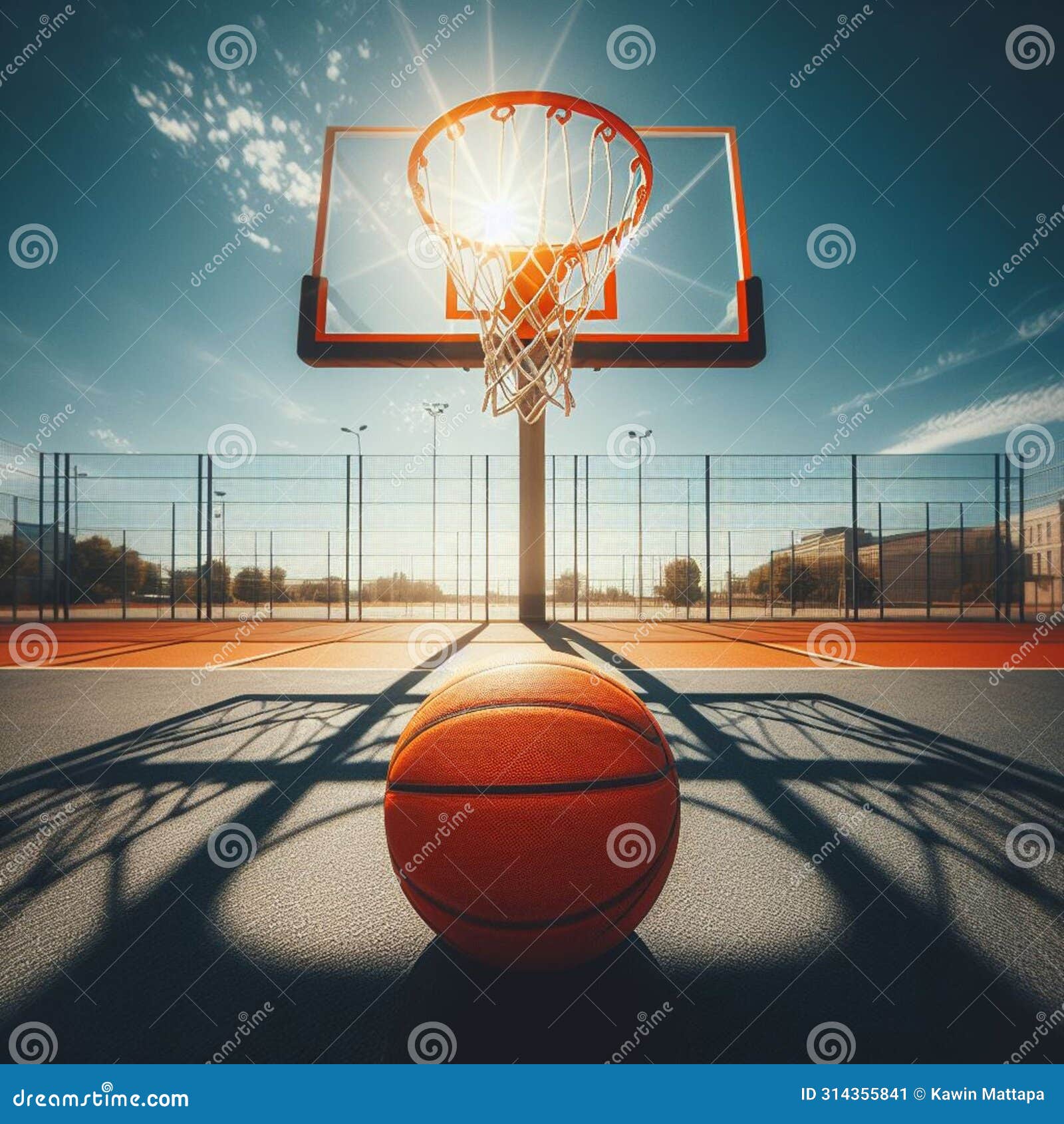 A Basketball Net on a Blue Sky Stock Illustration - Illustration of ...