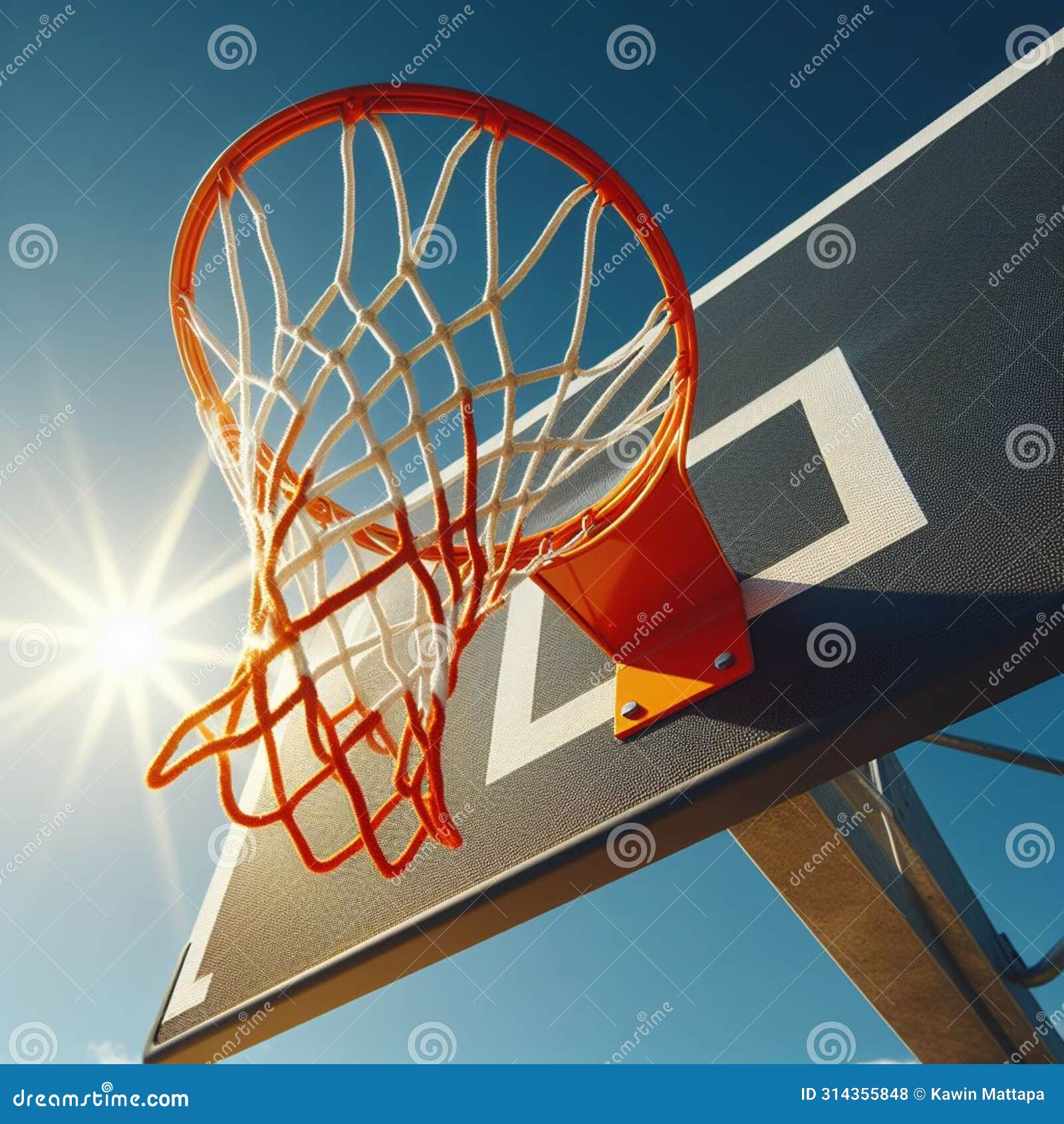 A Basketball Net on a Blue Sky Stock Illustration - Illustration of ...