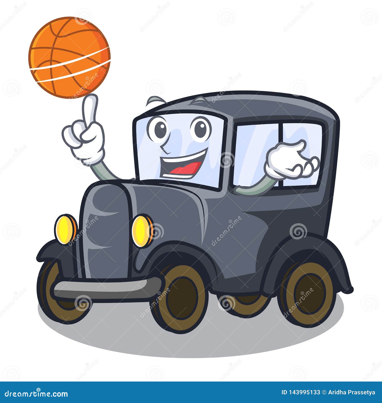 With Basketball Old Car in the Shape Character Stock Vector ...