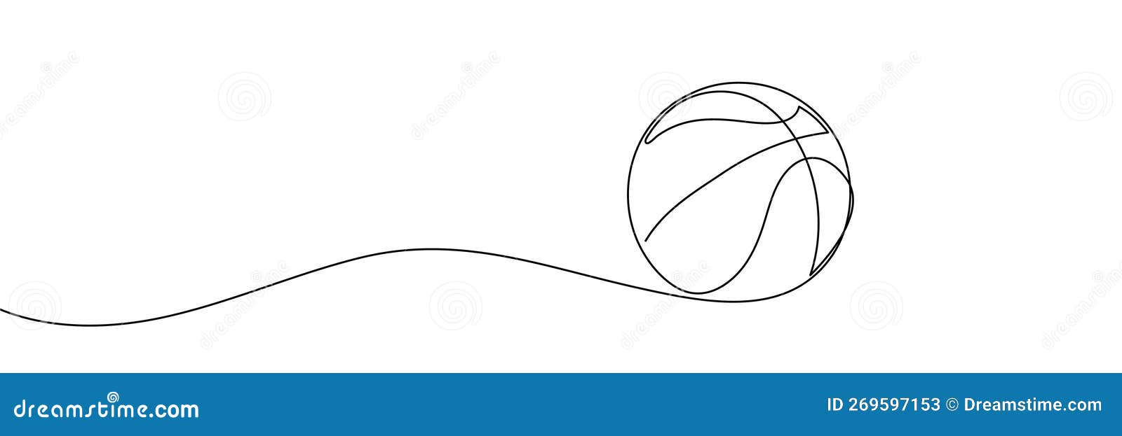 Basketball One Line Art. Continuous Line Drawing of the Ball Stock ...