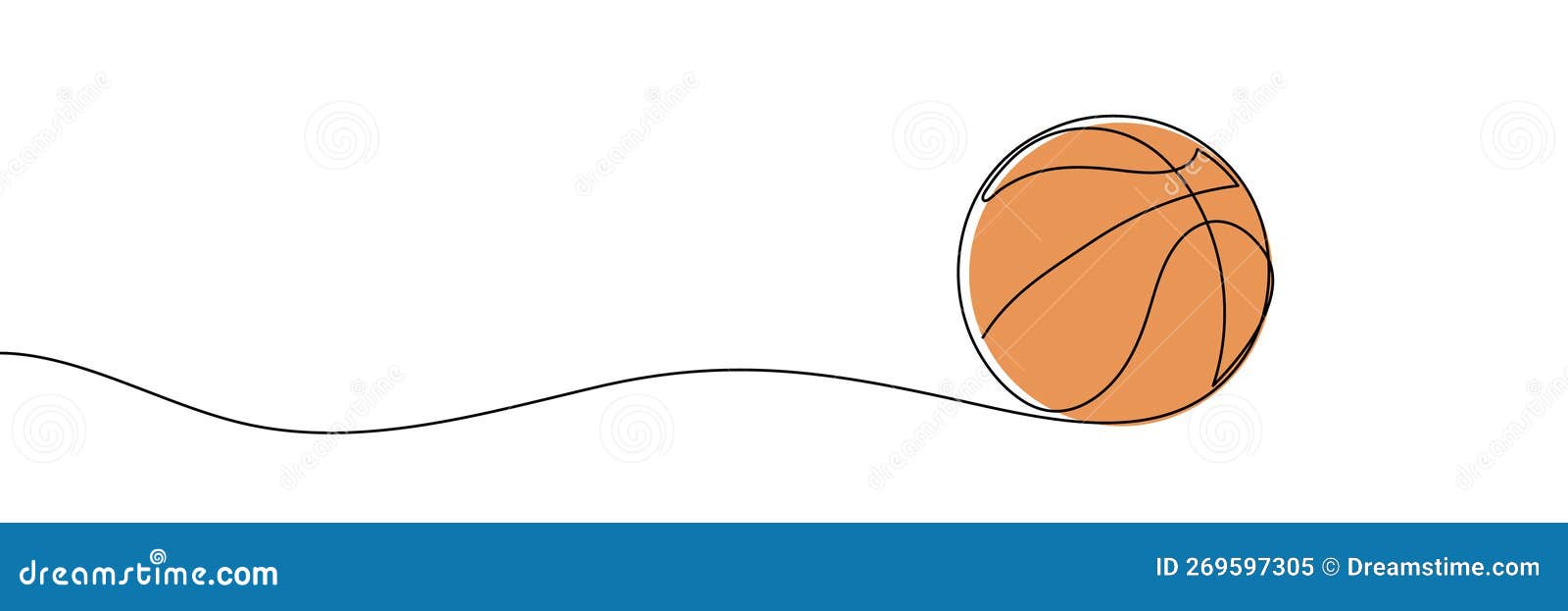 Basketball One Line Art. Continuous Line Drawing of the Ball Stock ...