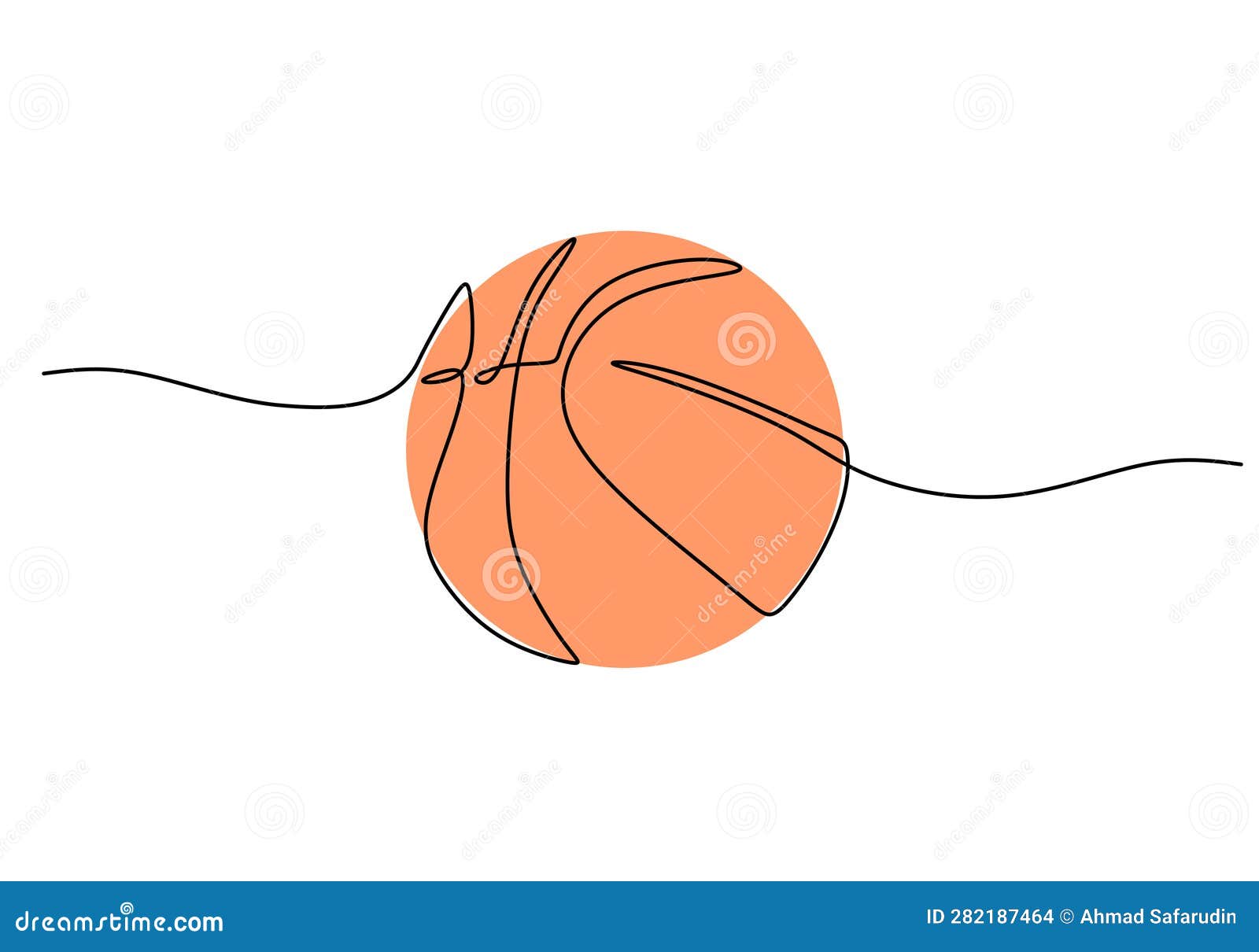 Basketball One Line Drawing: Continuous Hand Drawn Sport Theme Object ...