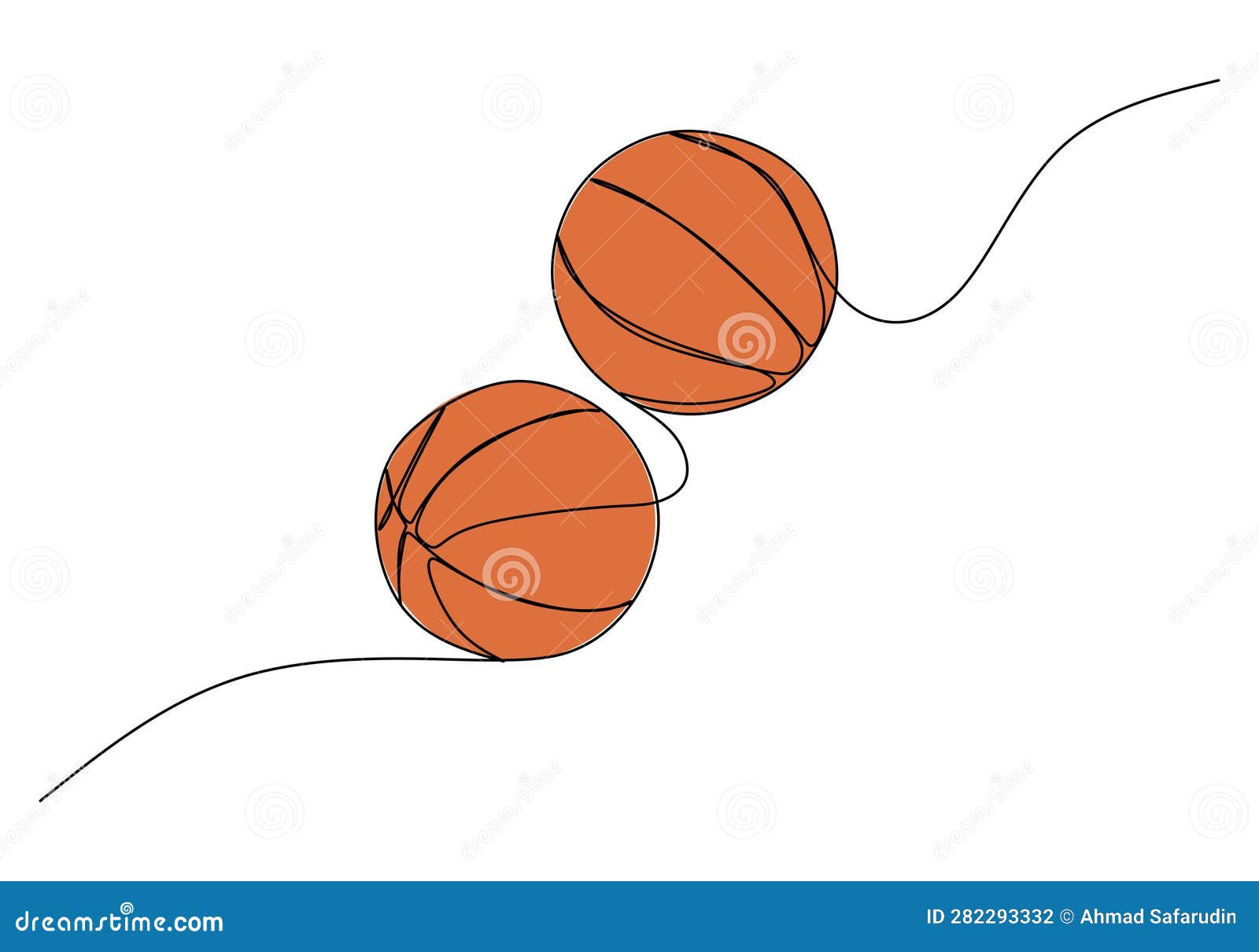 Basketball One Line Drawing: Continuous Hand Drawn Sport Theme Object ...