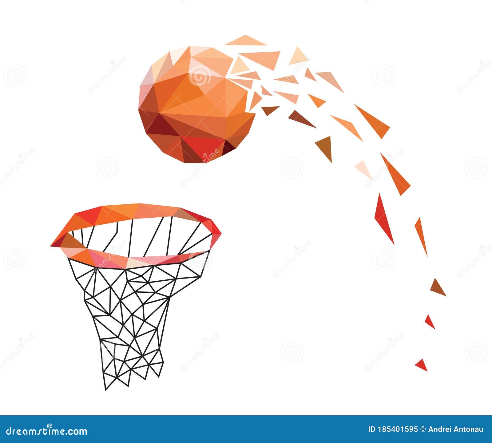 130_Orange Basketball, Flying in a Basket on a White Background Stock ...