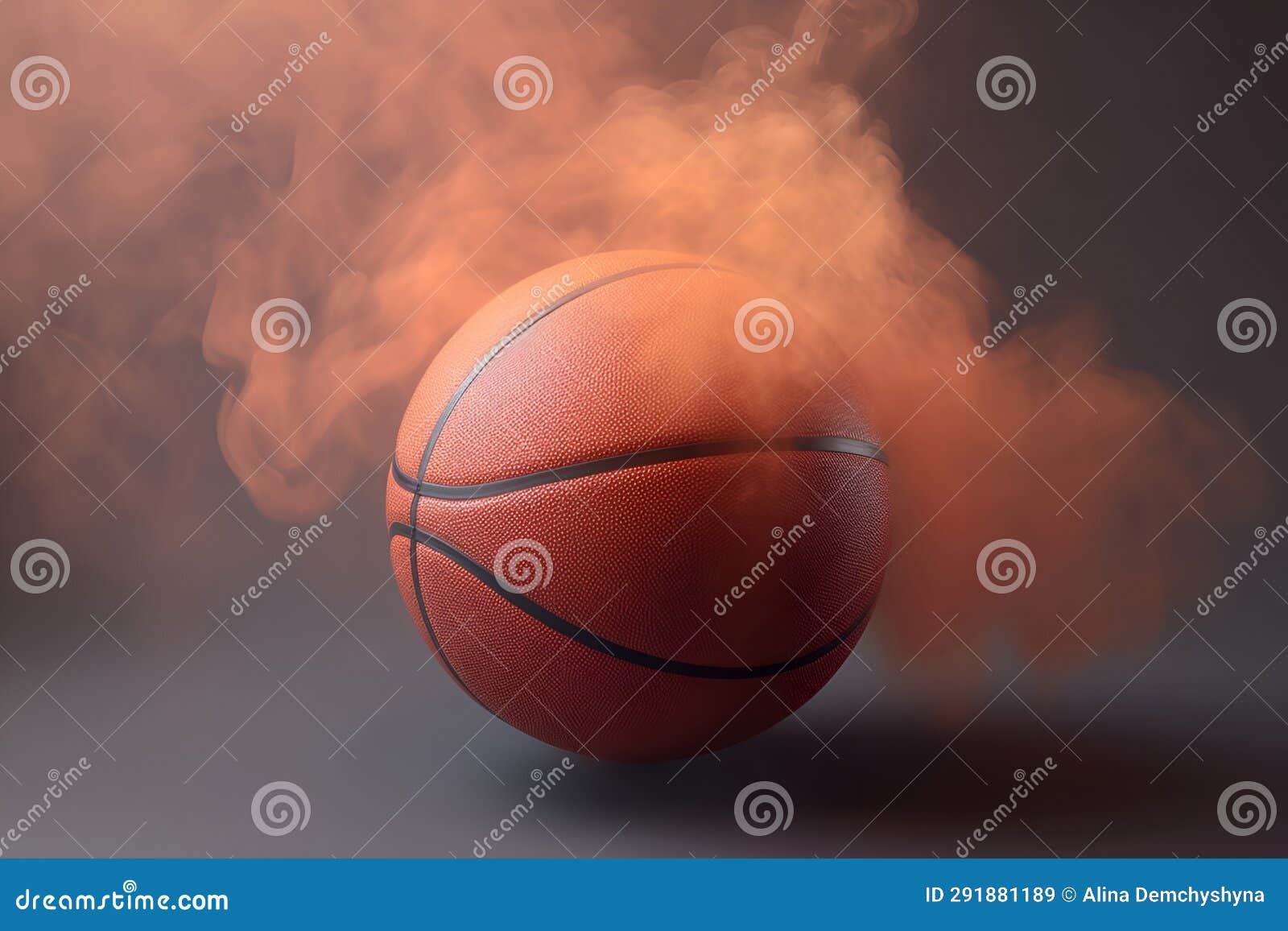 Basketball in Orange Smoke on a Gray Background 1 Stock Illustration ...