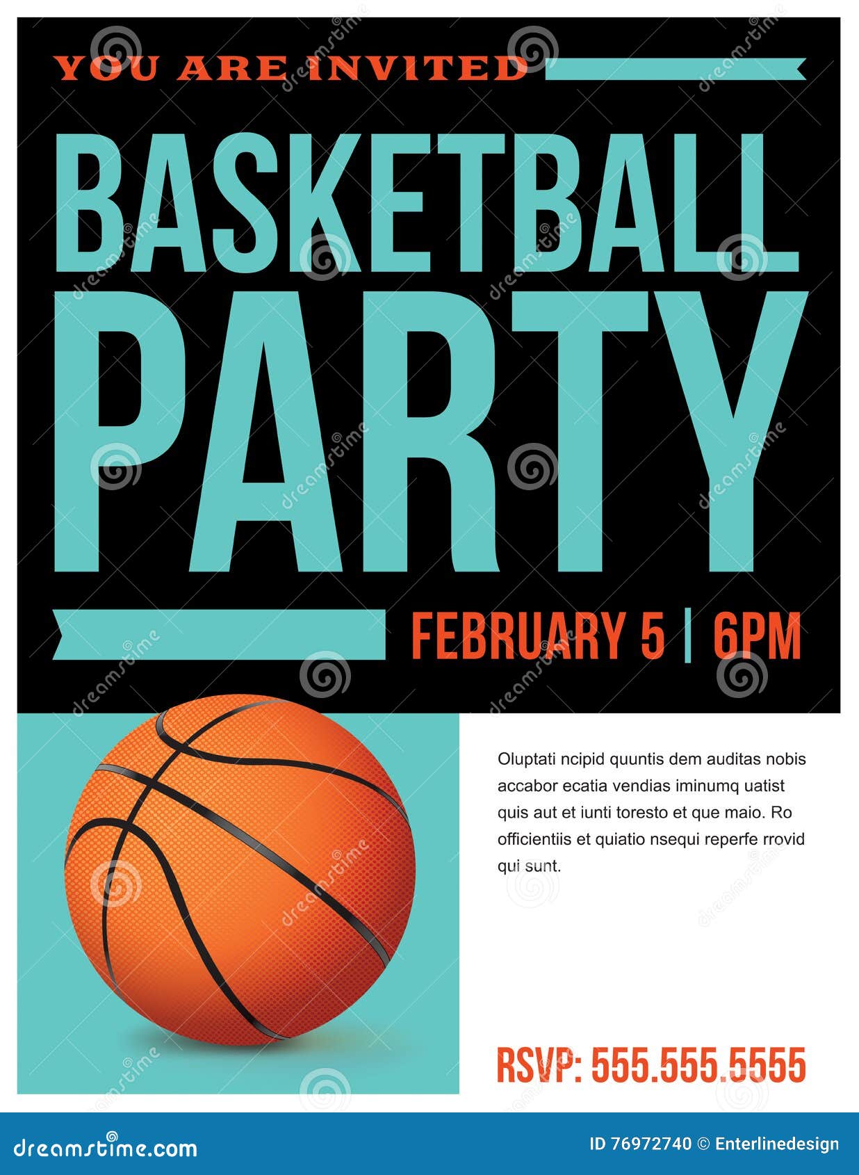 Basketball Party Flyer Invitation Illustration Stock Vector ...