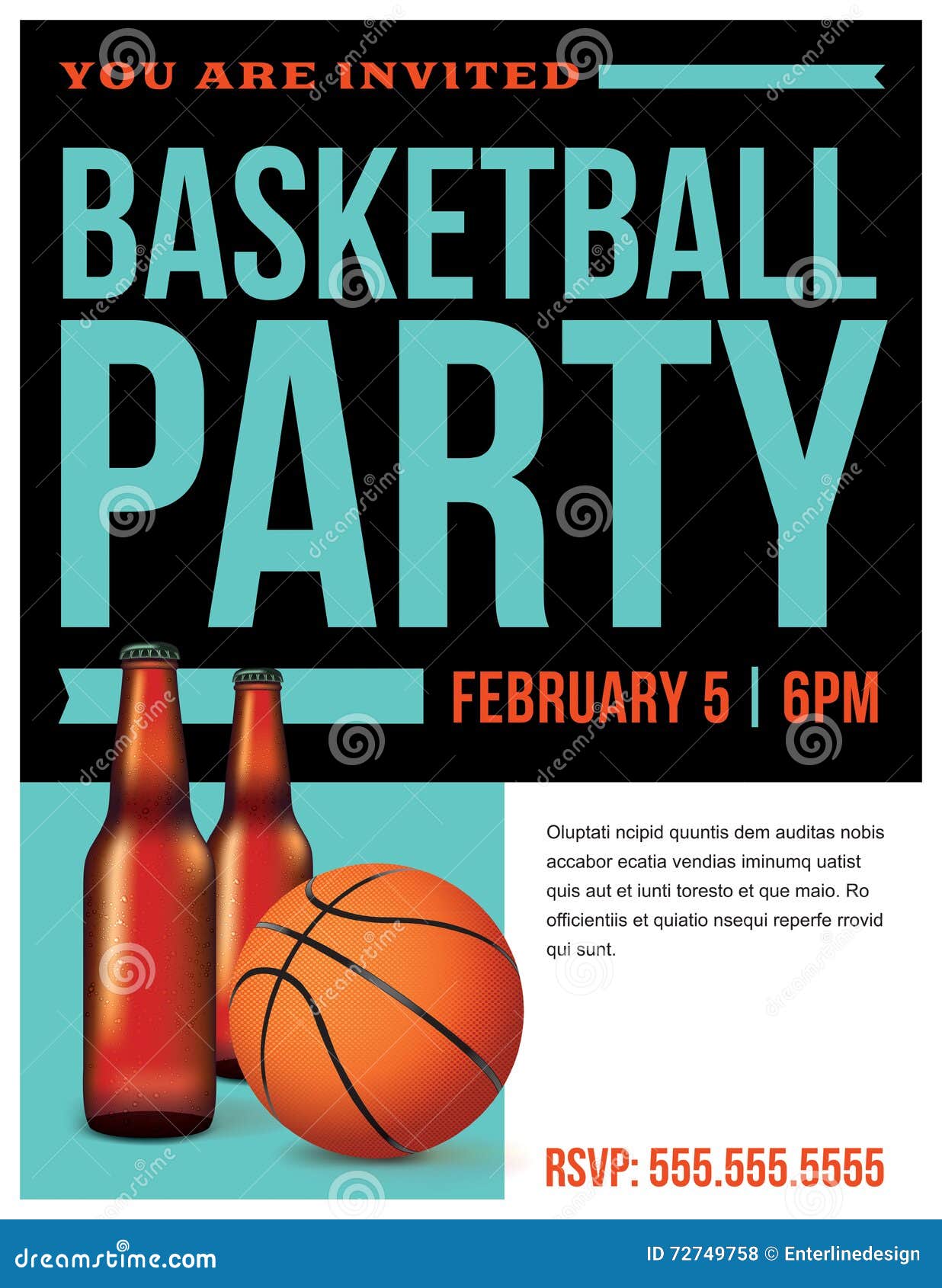 Basketball Party Flyer Template Illustration Stock Vector ...