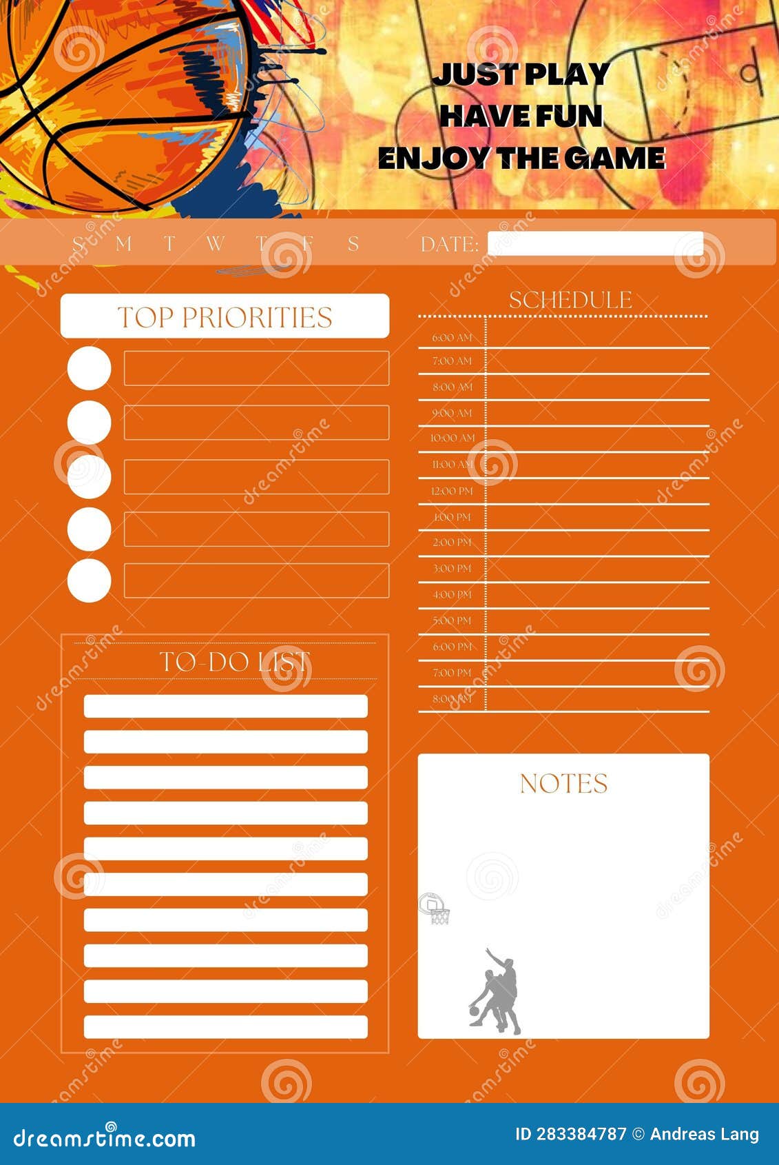 Basketball Planner Digital Planning Insert Sheet Printable Page ...