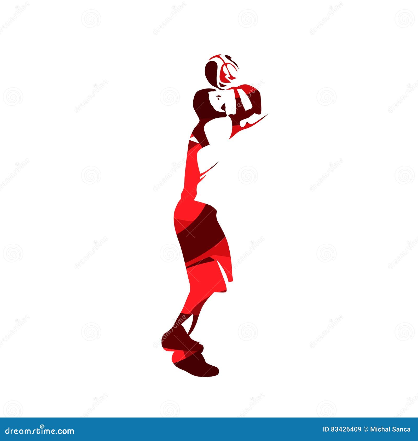 Basketball Player, Abstract Red Vector Silhouette Stock Vector ...