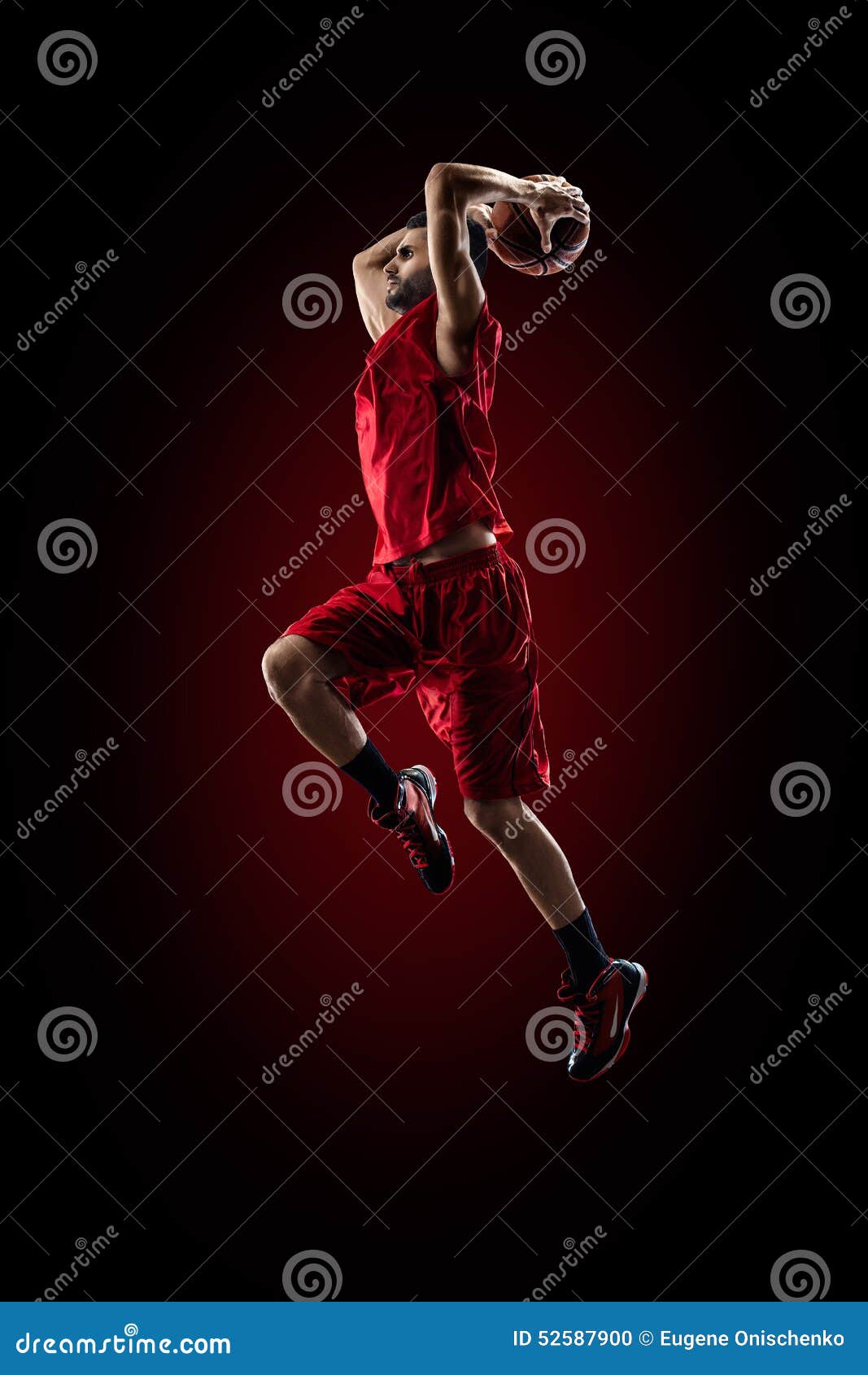 Basketball Player in Action is Flying High Stock Photo - Image of ball ...