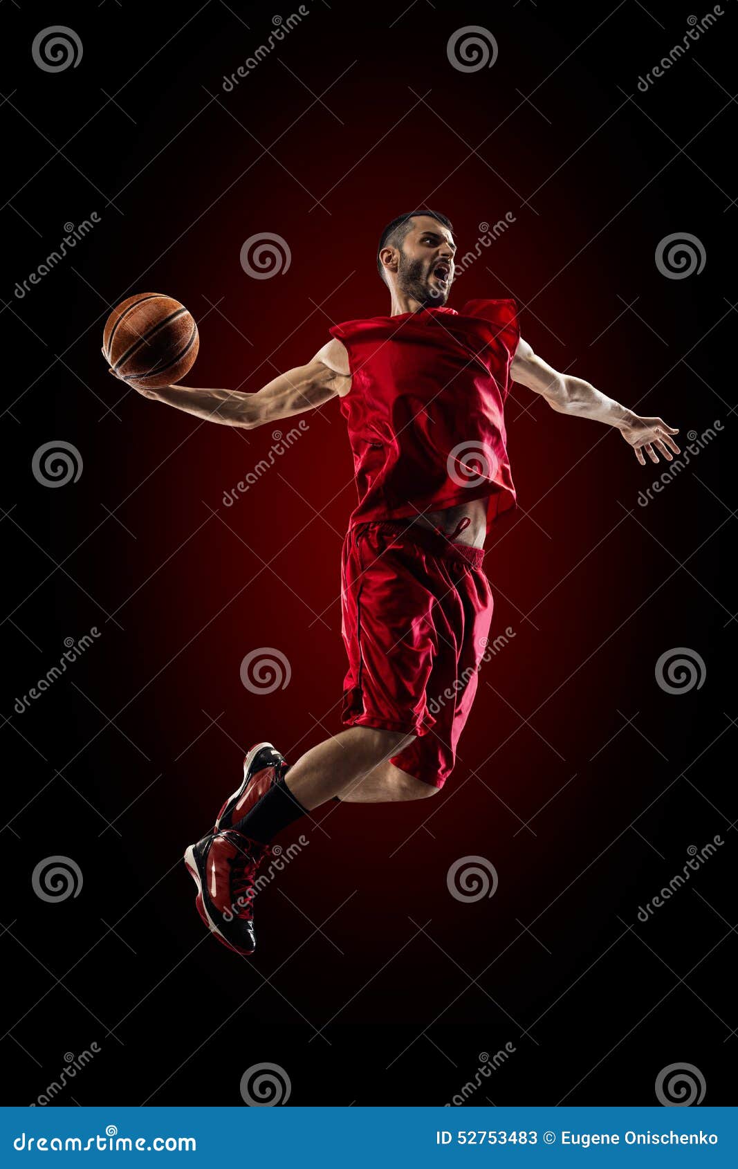 Basketball Player in Action is Flying High Stock Image - Image of ...