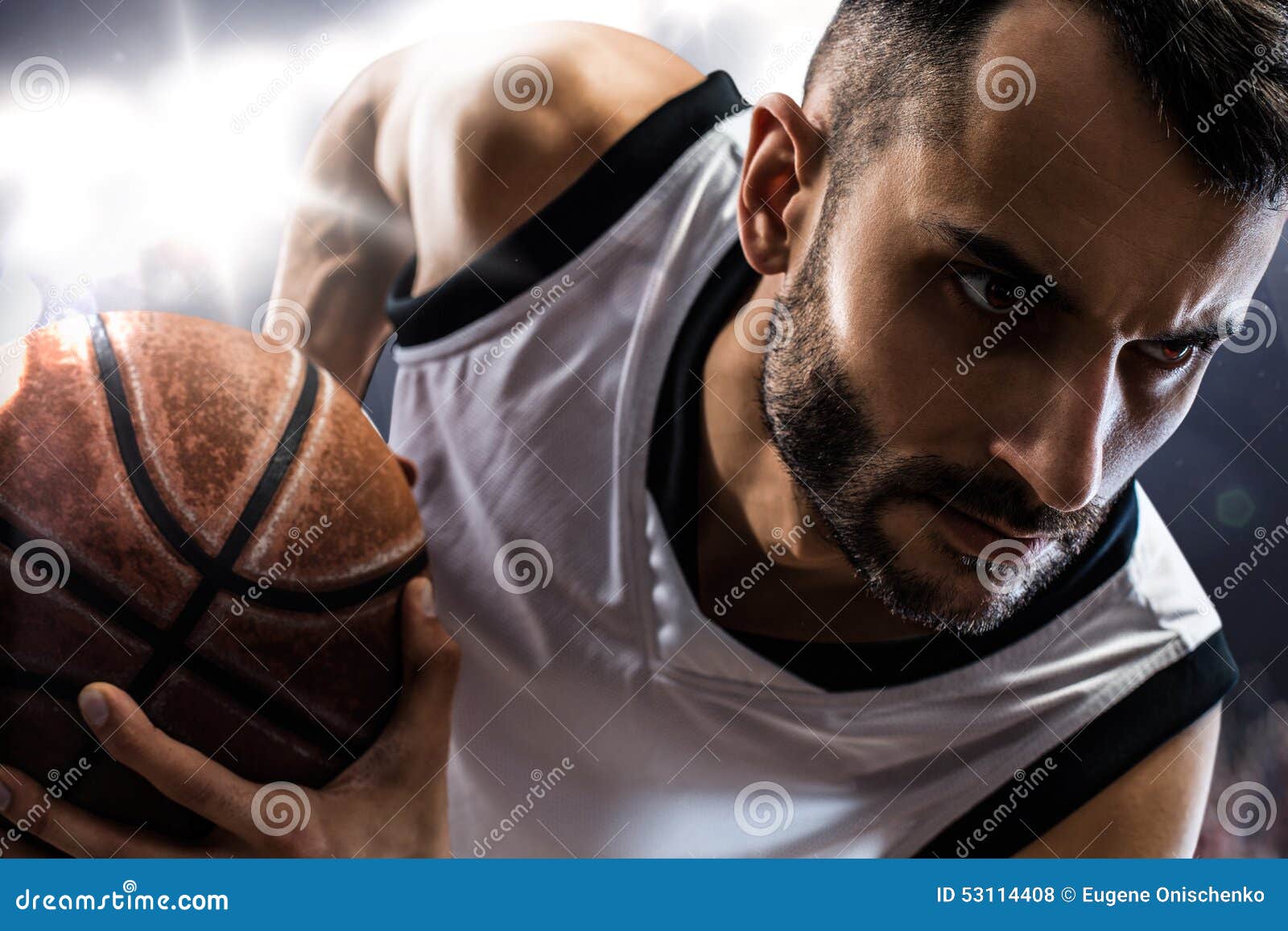 Basketball Player in Action is Flying High Stock Photo - Image of ...