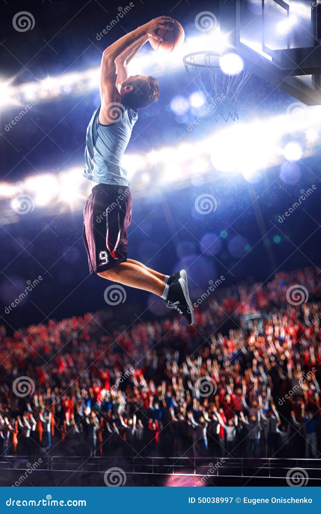 Basketball Player in Action is Flying High Stock Image - Image of hand ...