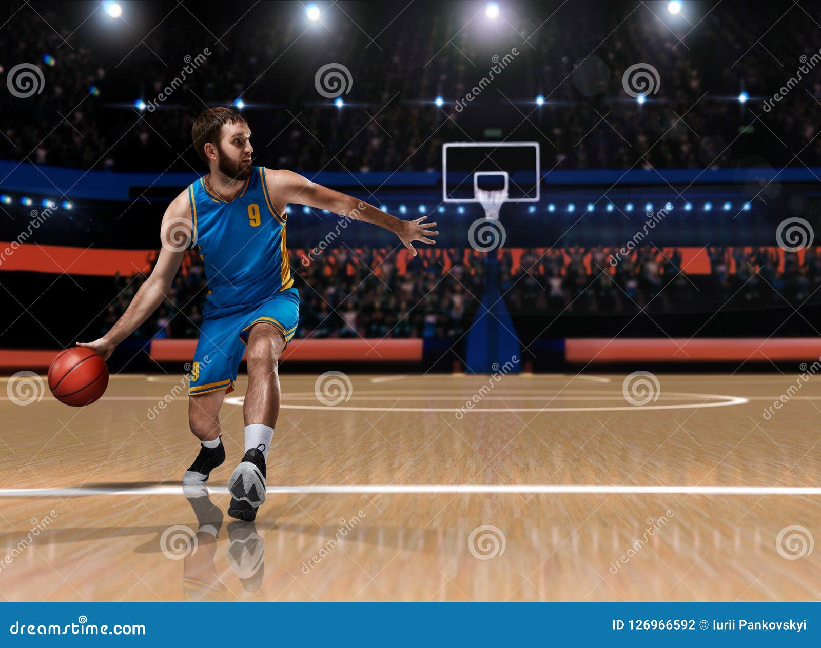 Basketball Player in Action on Basketball Playground Stock Photo ...