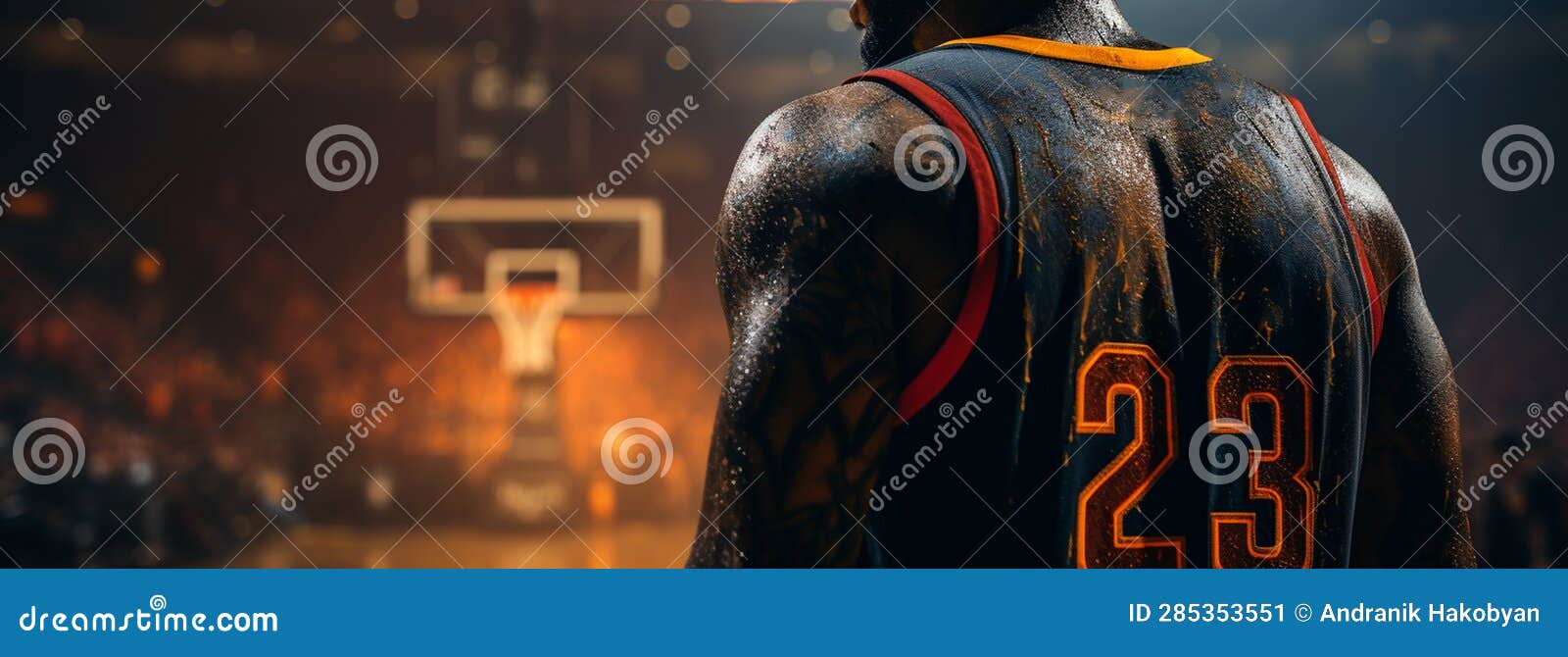 Basketball Player Back View. Generative Ai Stock Image - Image of ...