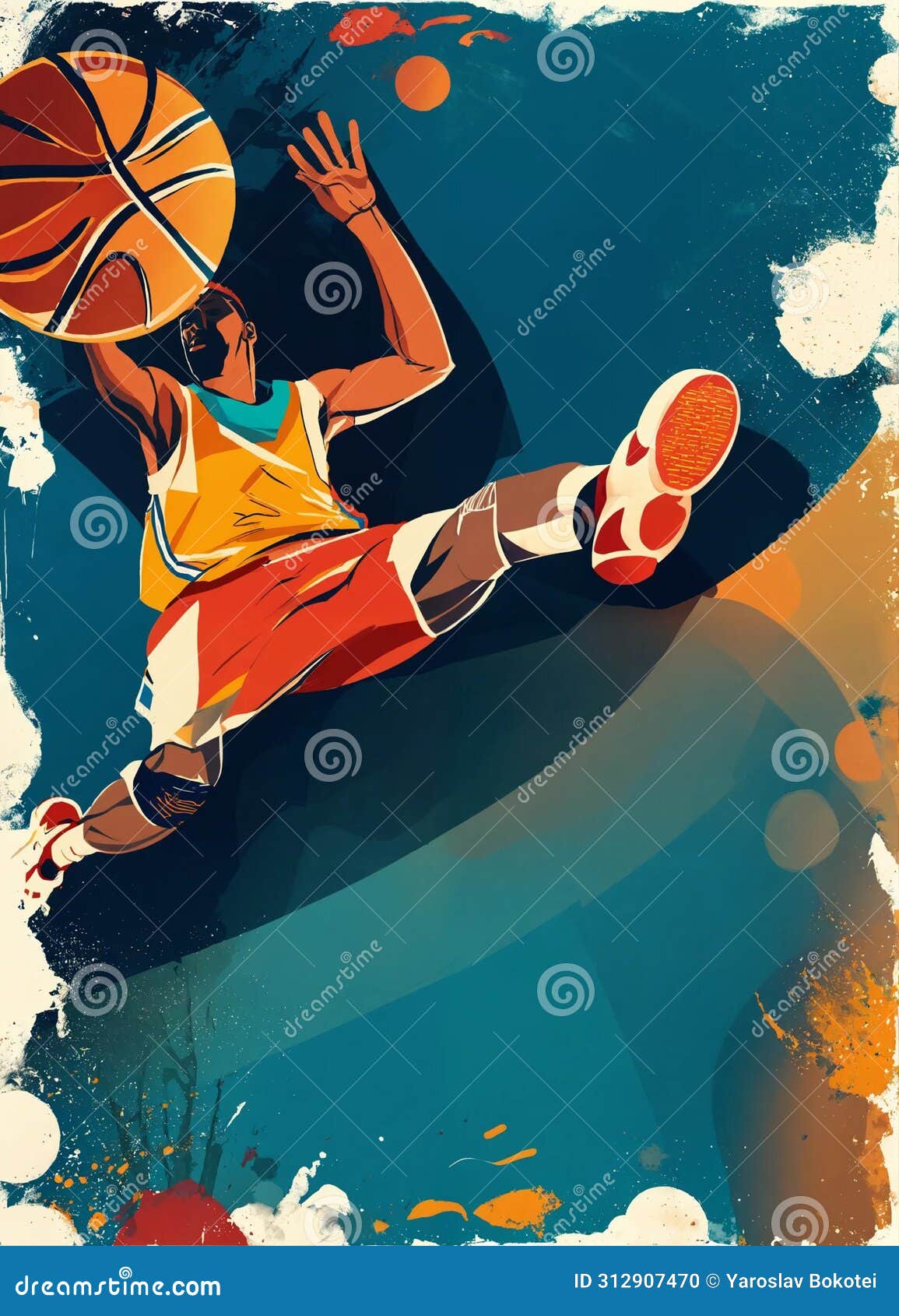 Basketball Player Background. Card Template with Stock Illustration ...
