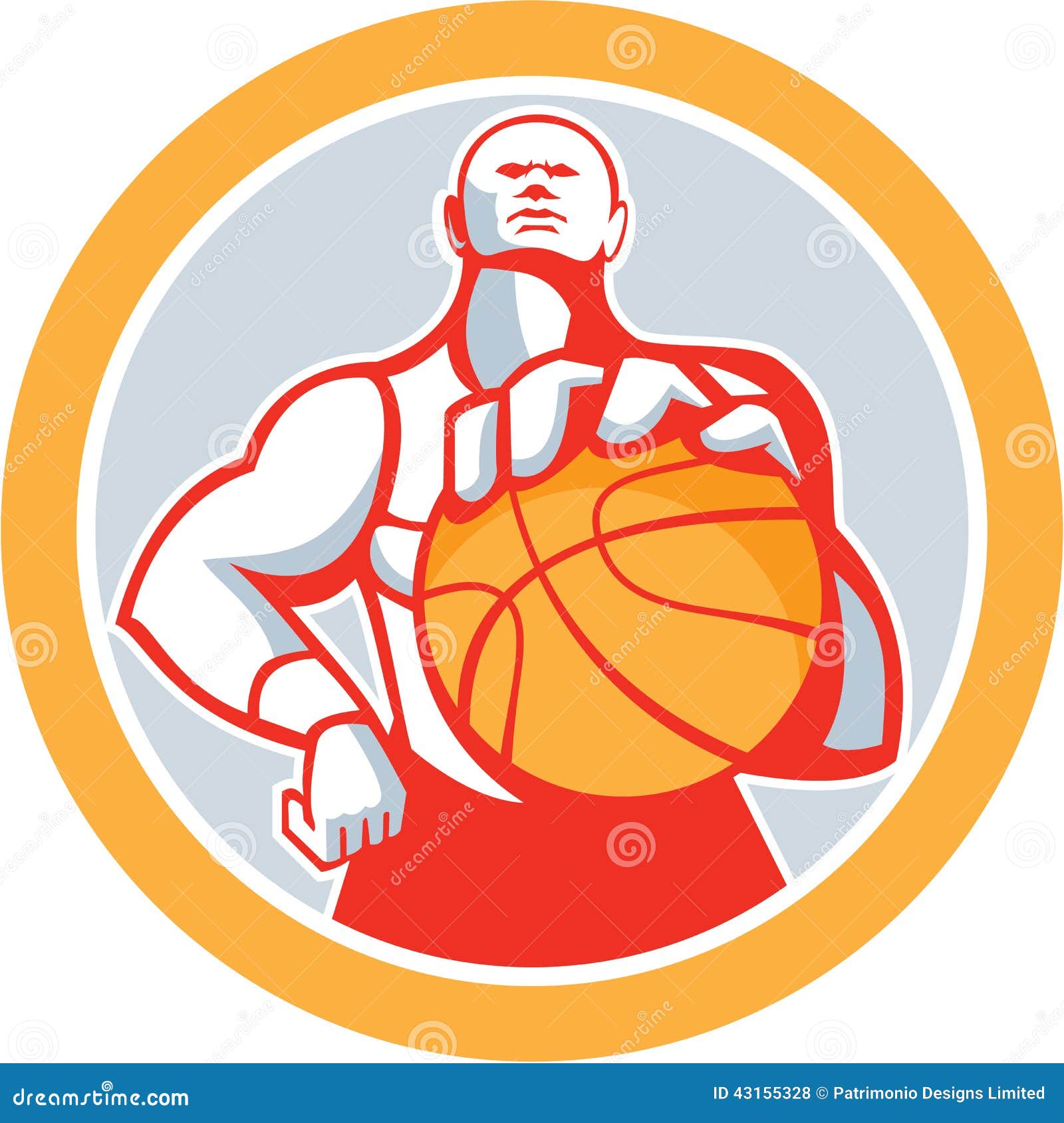 Basketball Player with Ball Circle Retro Stock Illustration ...