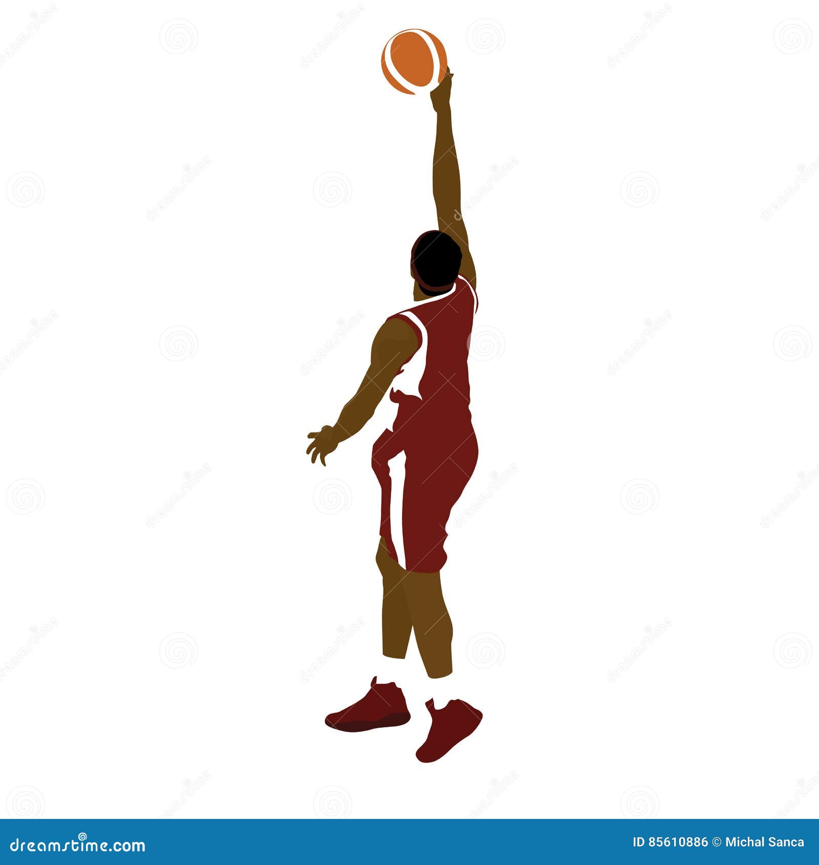 Basketball Player with Ball, Finger Roll Shot Stock Vector ...