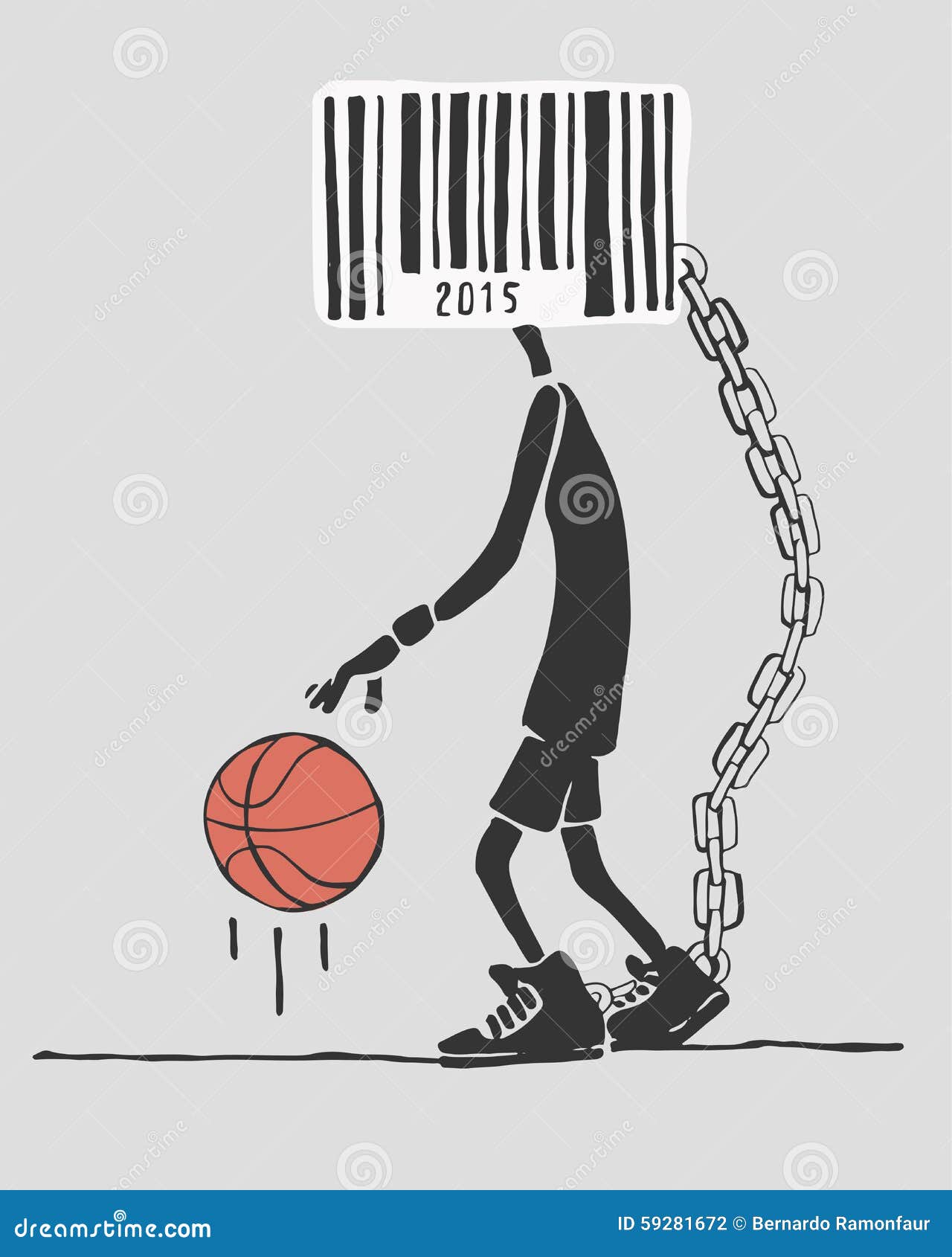 Basketball Player with Barcode Head Stock Vector - Illustration of ...
