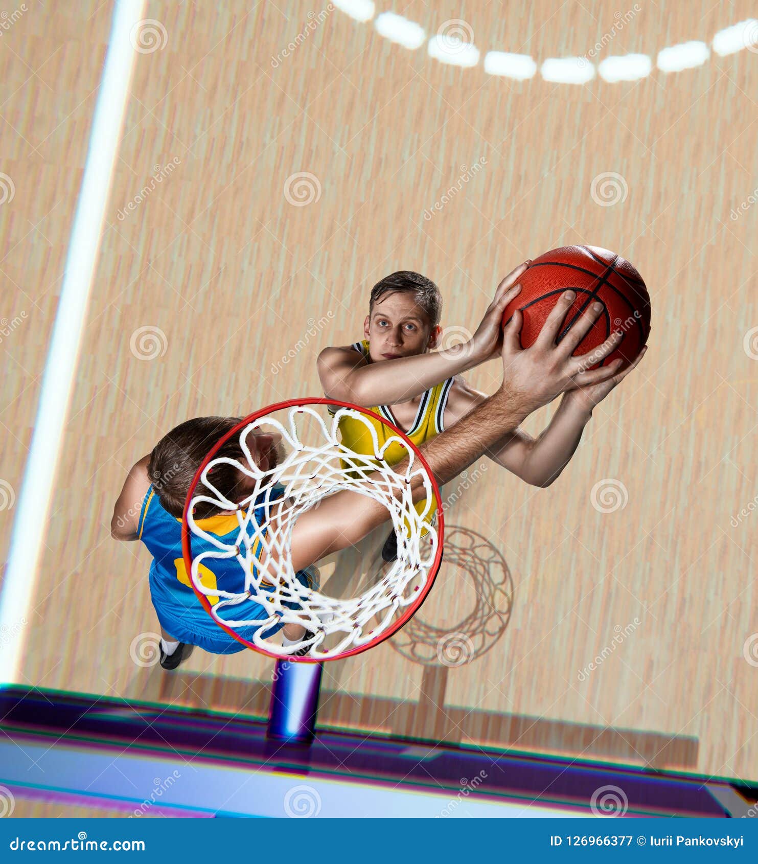 Basketball Player is Blocking Shot during the Match Stock Image - Image ...