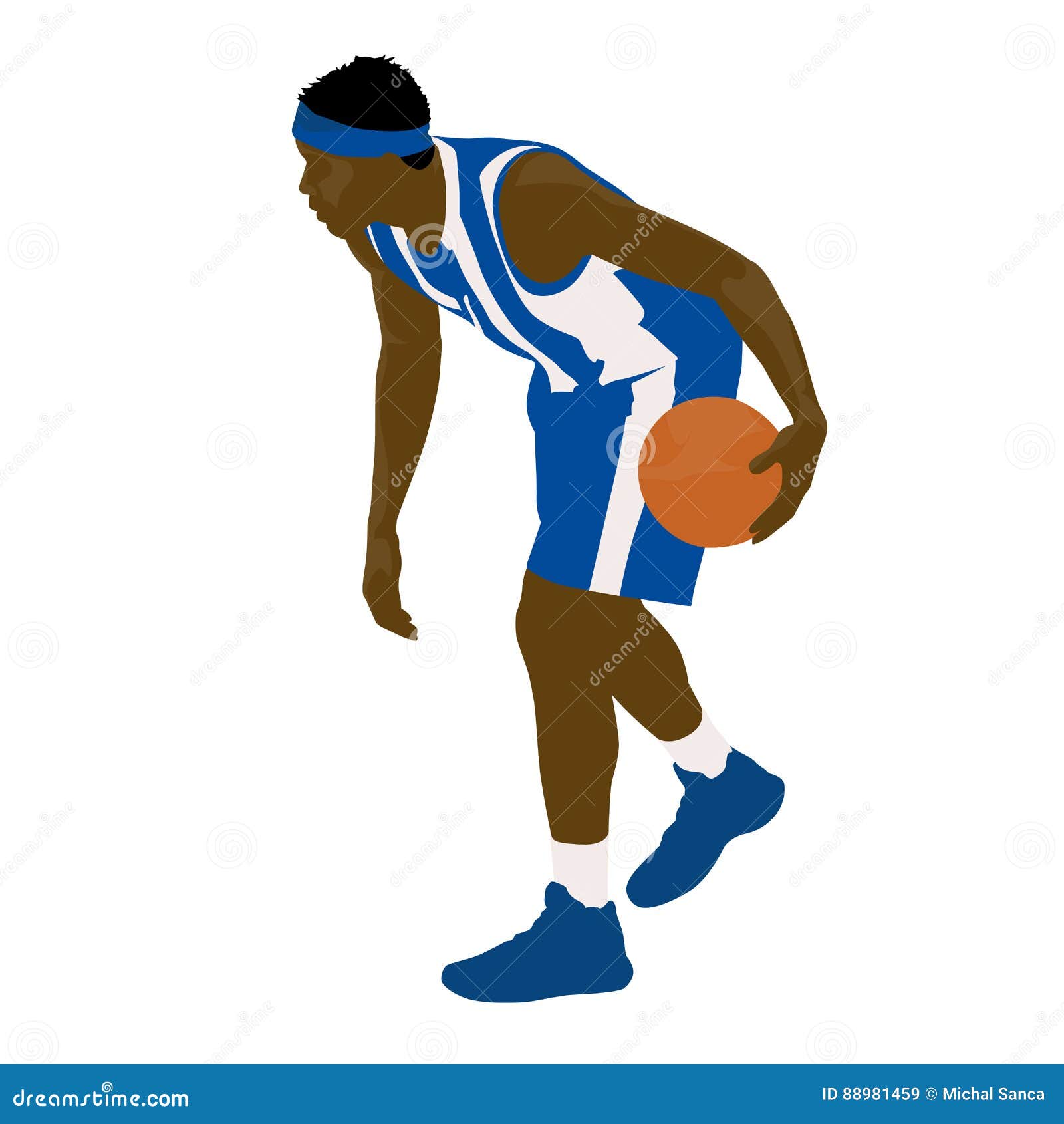 Basketball Player in Blue Jersey Stock Vector - Illustration of ...