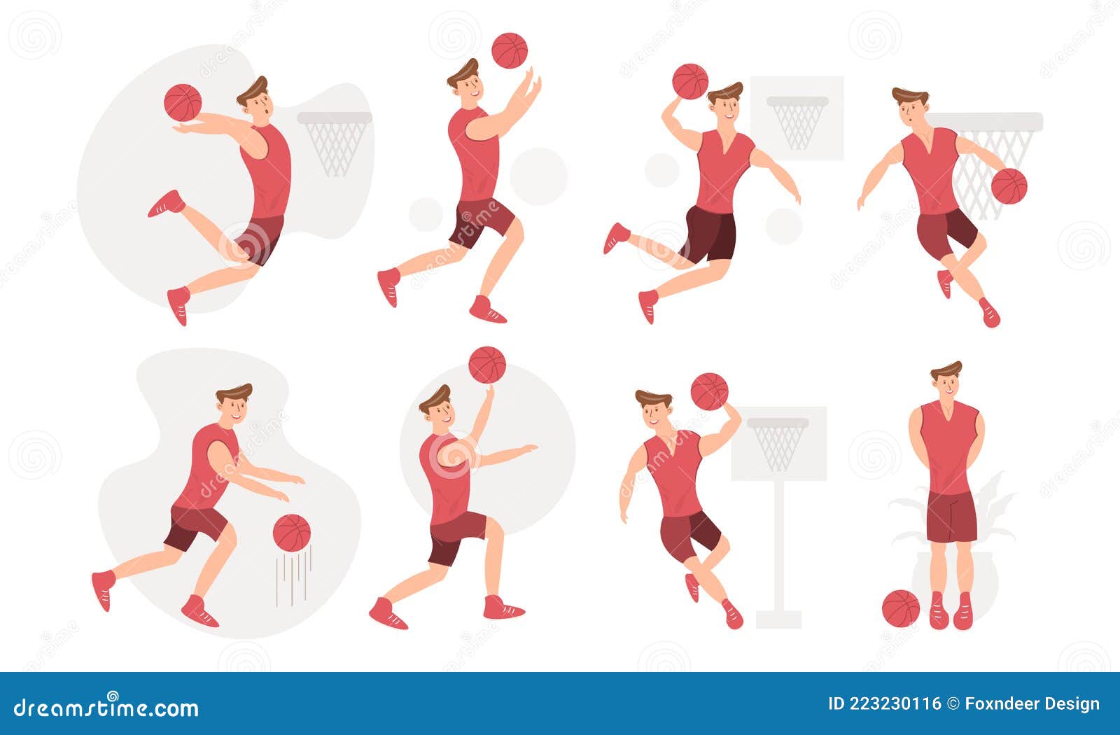 Basketball Player Character Bundle Set Vector Stock Vector ...