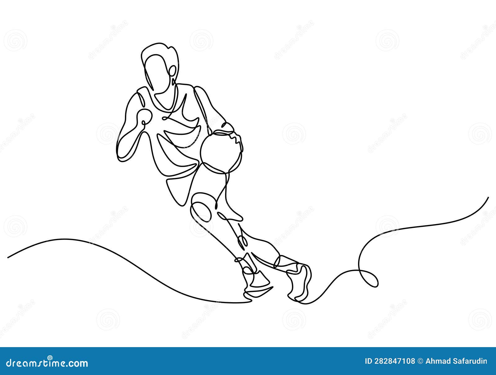 Basketball Player Continuous One Line Drawing, People Playing Basket ...