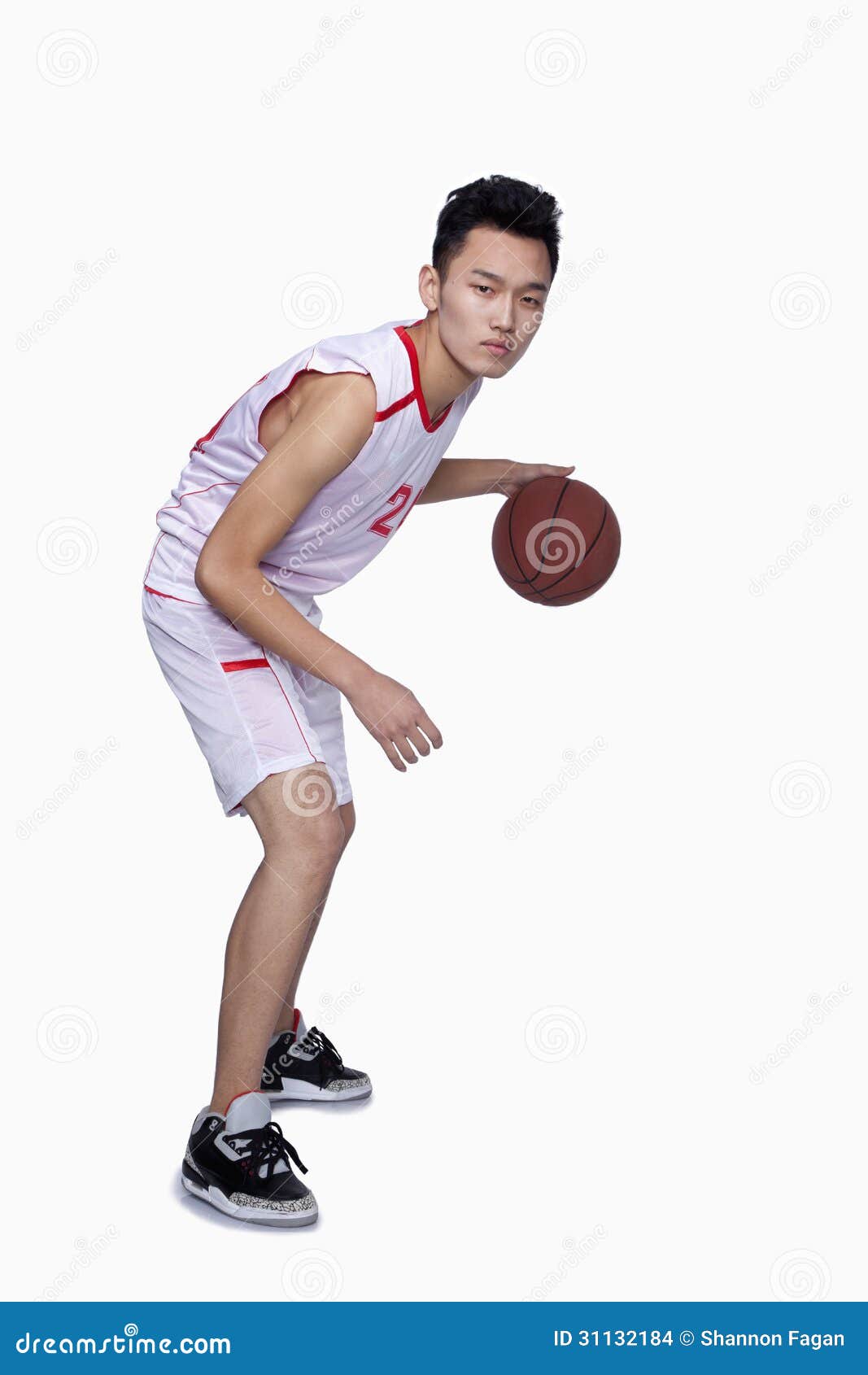 Basketball Player Dribbling, Studio Shot Stock Photo - Image of ...