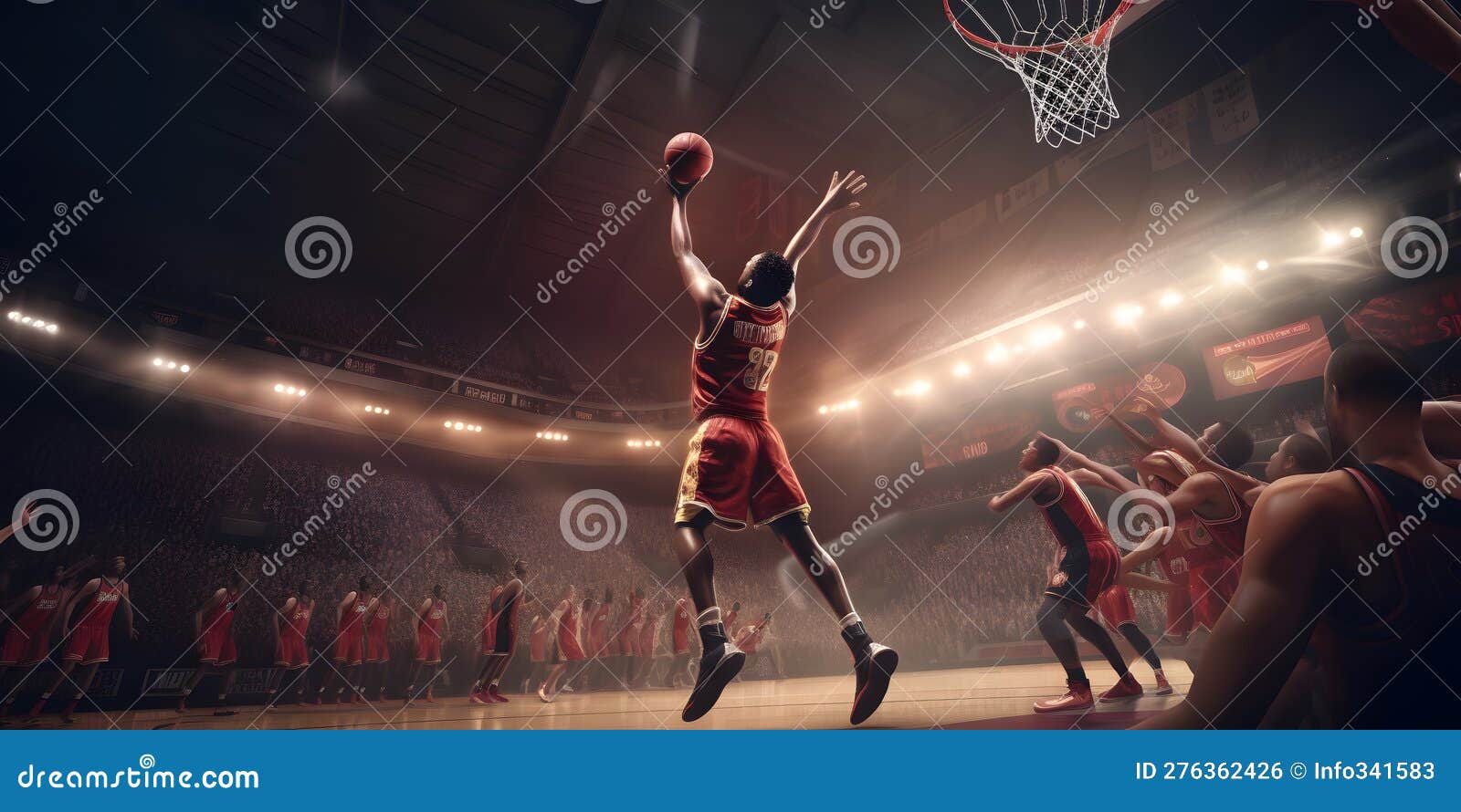 A Basketball Player Dunking the Ball in a Crowded Stadium Created with ...