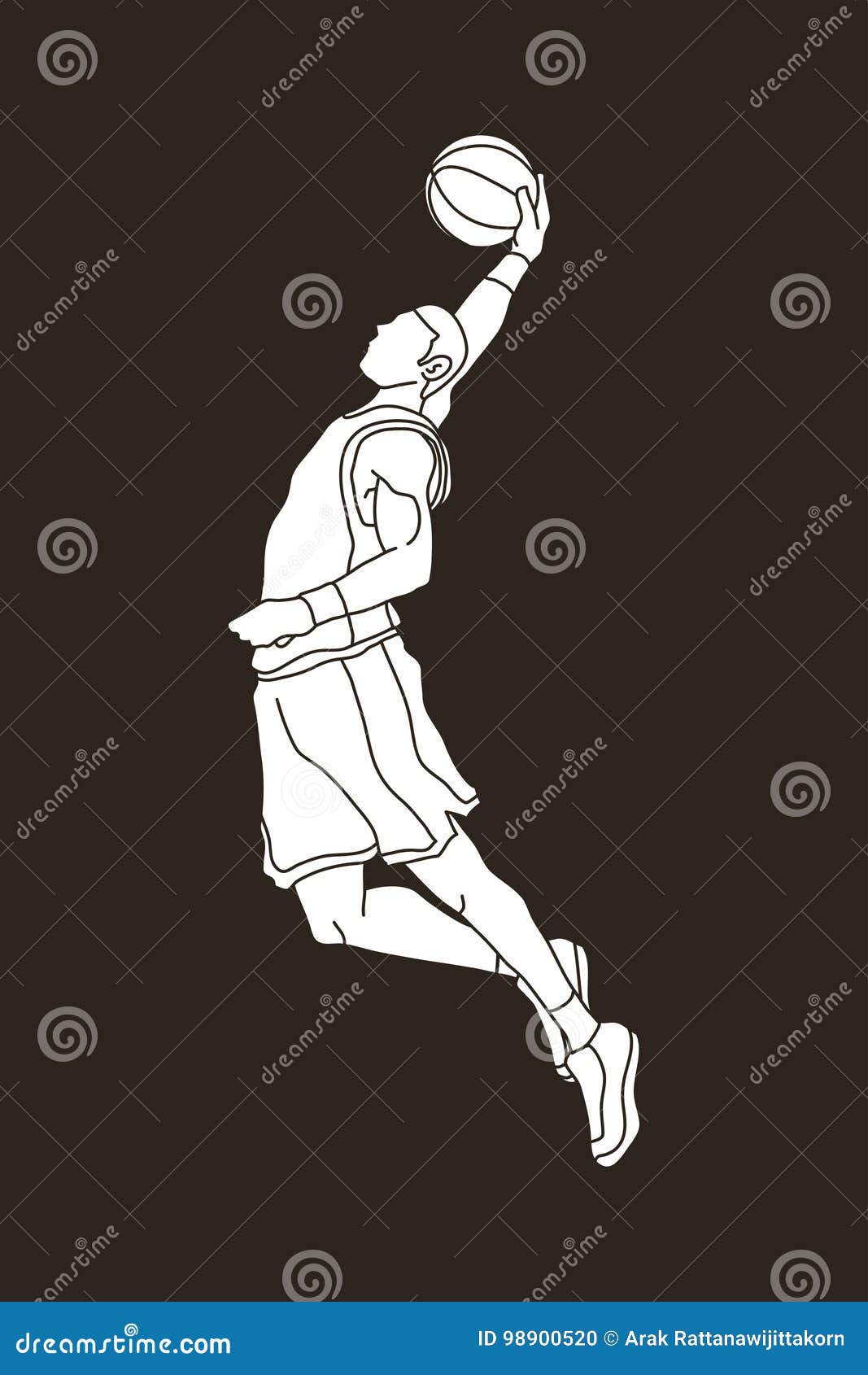 Basketball Player Dunking Vector Illustration | CartoonDealer.com #98900520