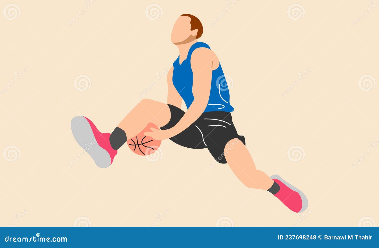 Basketball Player Dunking. Vector Flat Illustration Stock Vector ...