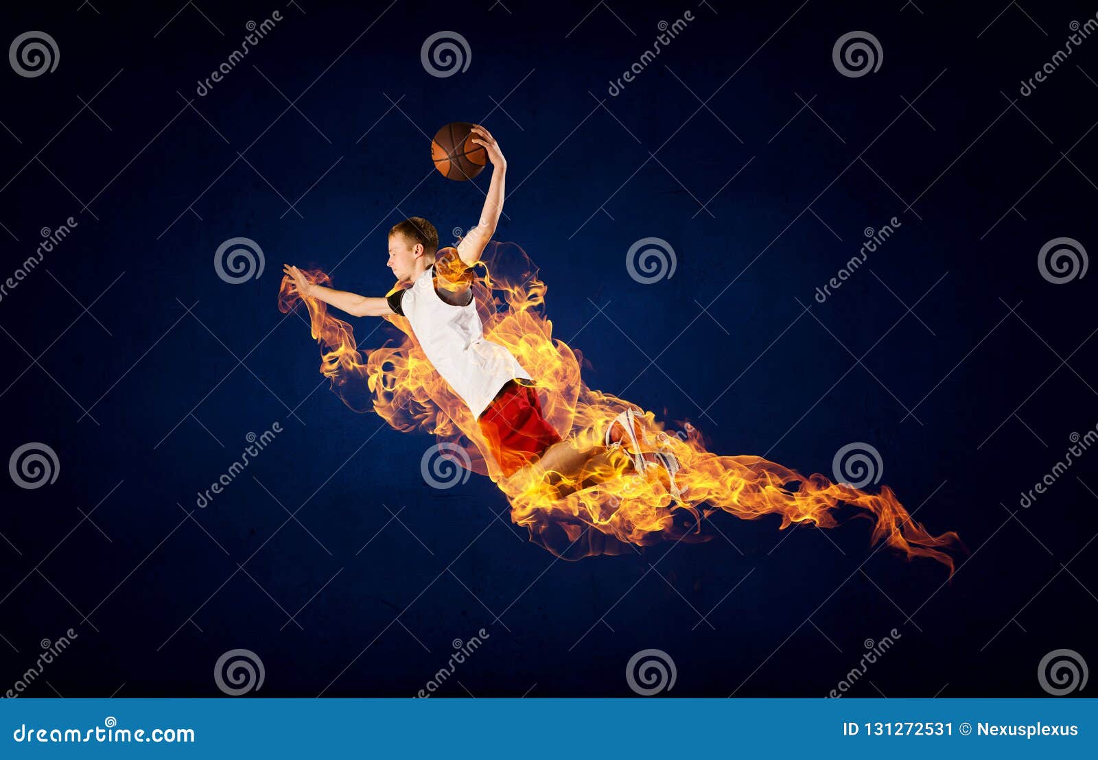 Basketball Player on Fire stock image. Image of athletics - 131272531