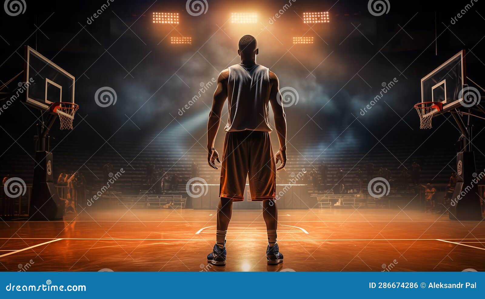 Basketball Player Getting Ready for the Game. Back View. Ai Generative ...