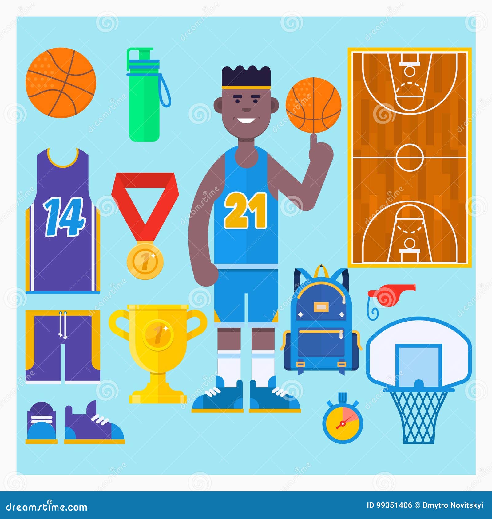 Basketball Player and Basketball Icon Set. Simple Basketball Vector ...