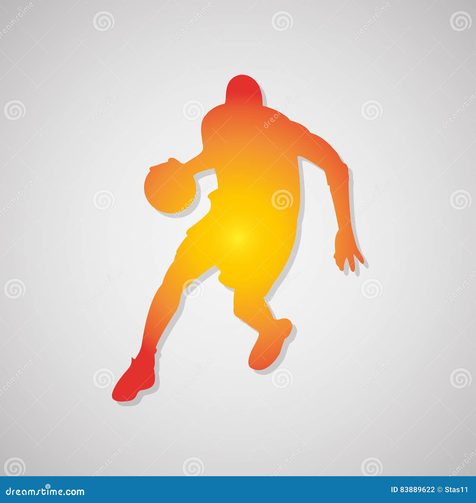 Basketball Player Icon with Shadow in Orange. Vector Illustration Stock ...