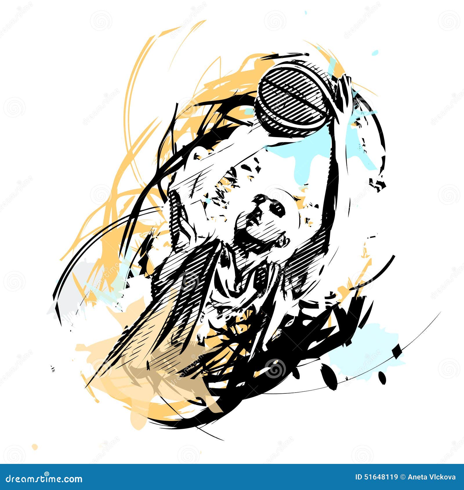 Streetball Or High School Sport Team Badge Cartoon Vector ...