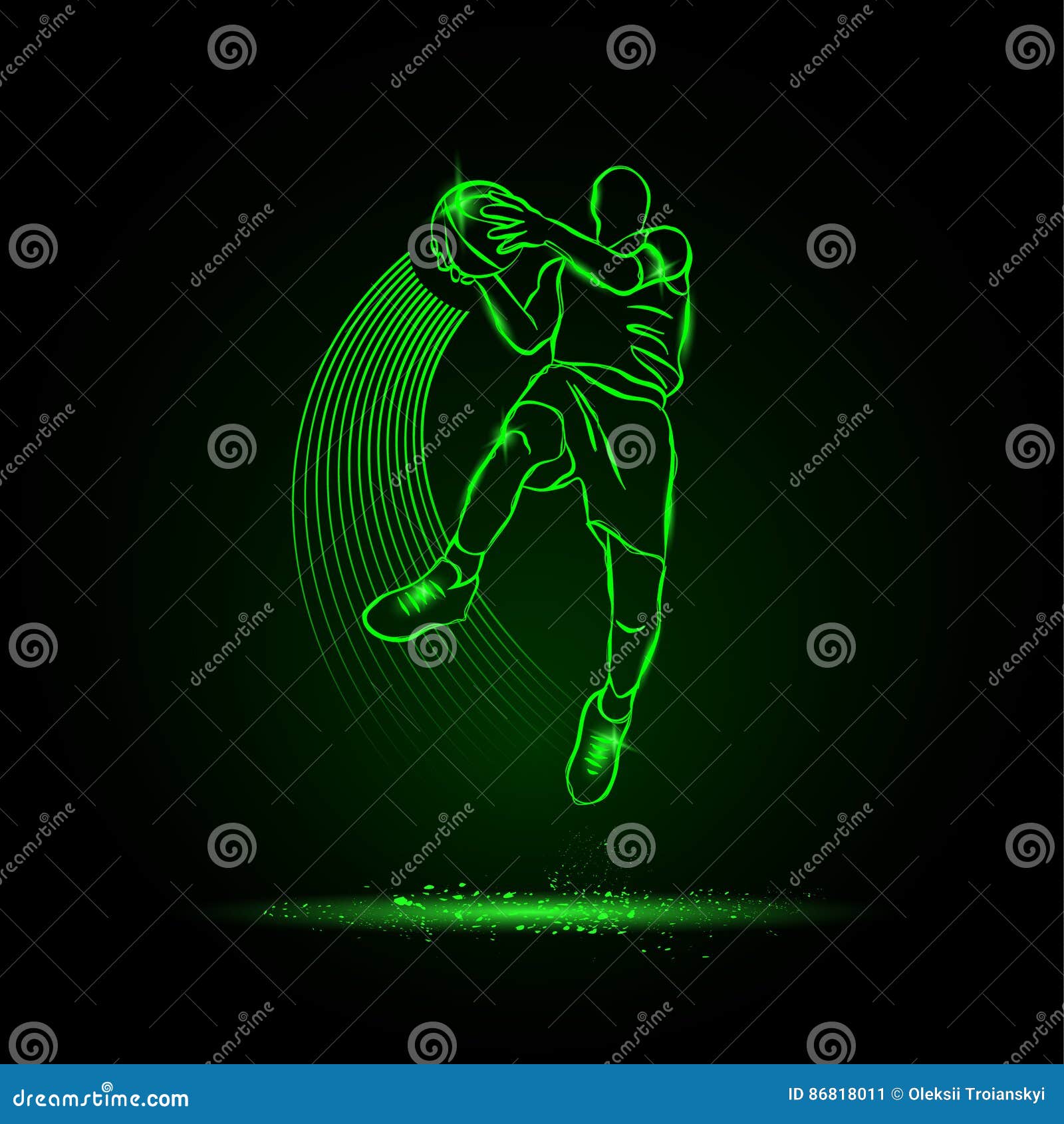 Basketball. the Player Jumping with the Ball. Neon Style Stock Vector ...