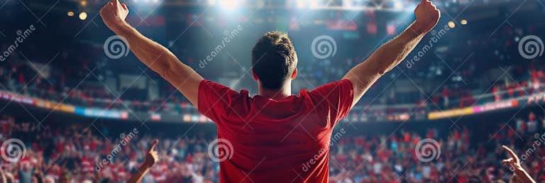 Basketball Player Jumps High in Red Jersey, Surrounded by Enthusiastic ... Basketball Player Jumps High in Red Jersey, Surrounded by Enthusiastic ...