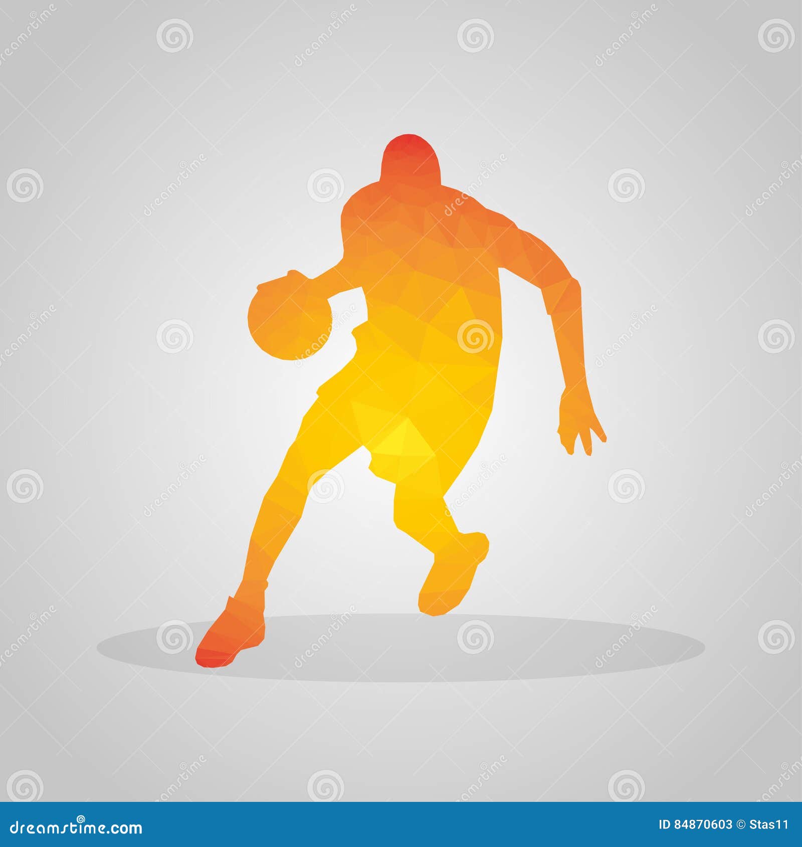 Basketball Player in Polygonal Style on a Gray Background Stock ...