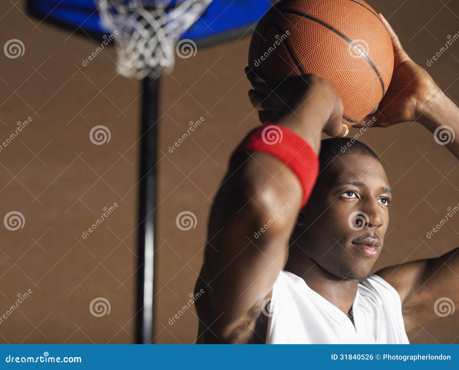 Basketball Player Preparing To Throw Ball Stock Photo - Image of ball ...