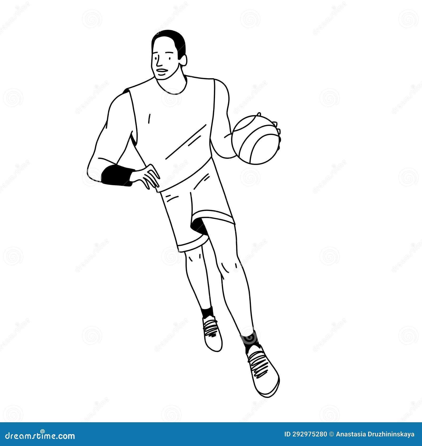Basketball Player Running with the Ball, Line Minimalistic Vector ...