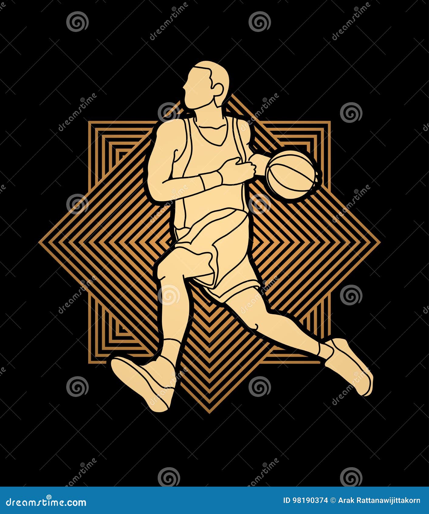 Basketball Player Running Dripping Ball Graphic Vector Stock Vector ...