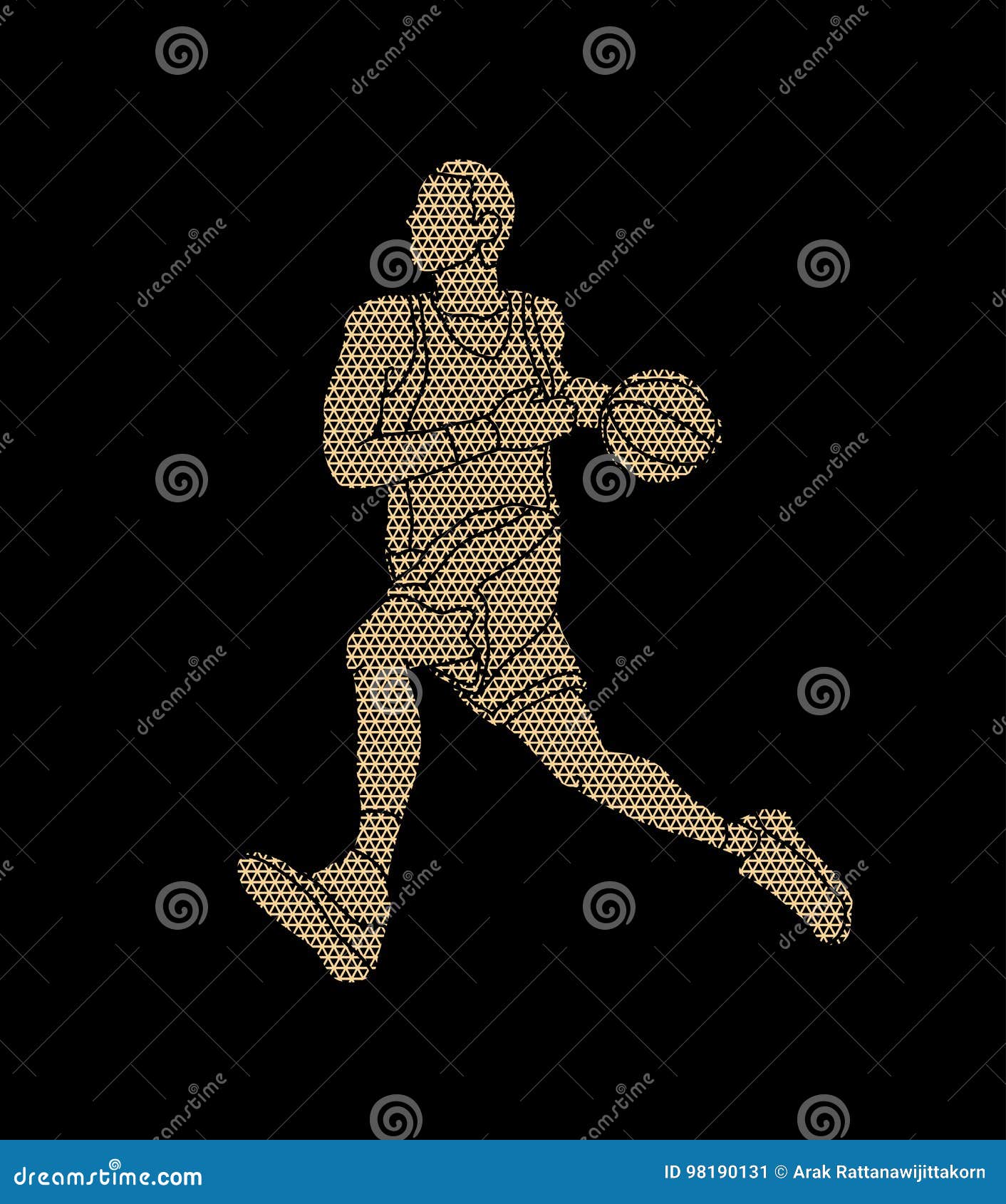 Basketball Player Running Dripping Ball Stock Vector - Illustration of ...