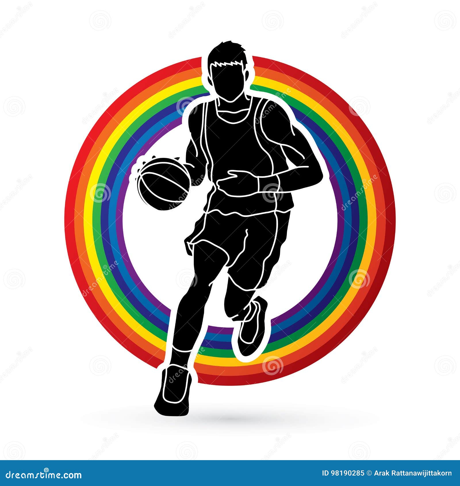 Basketball Player Running Front View Graphic Vector Stock Vector ...