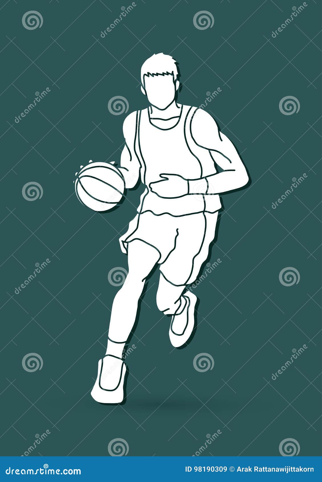 Basketball Player Running Front View Graphic Vector Stock Vector ...