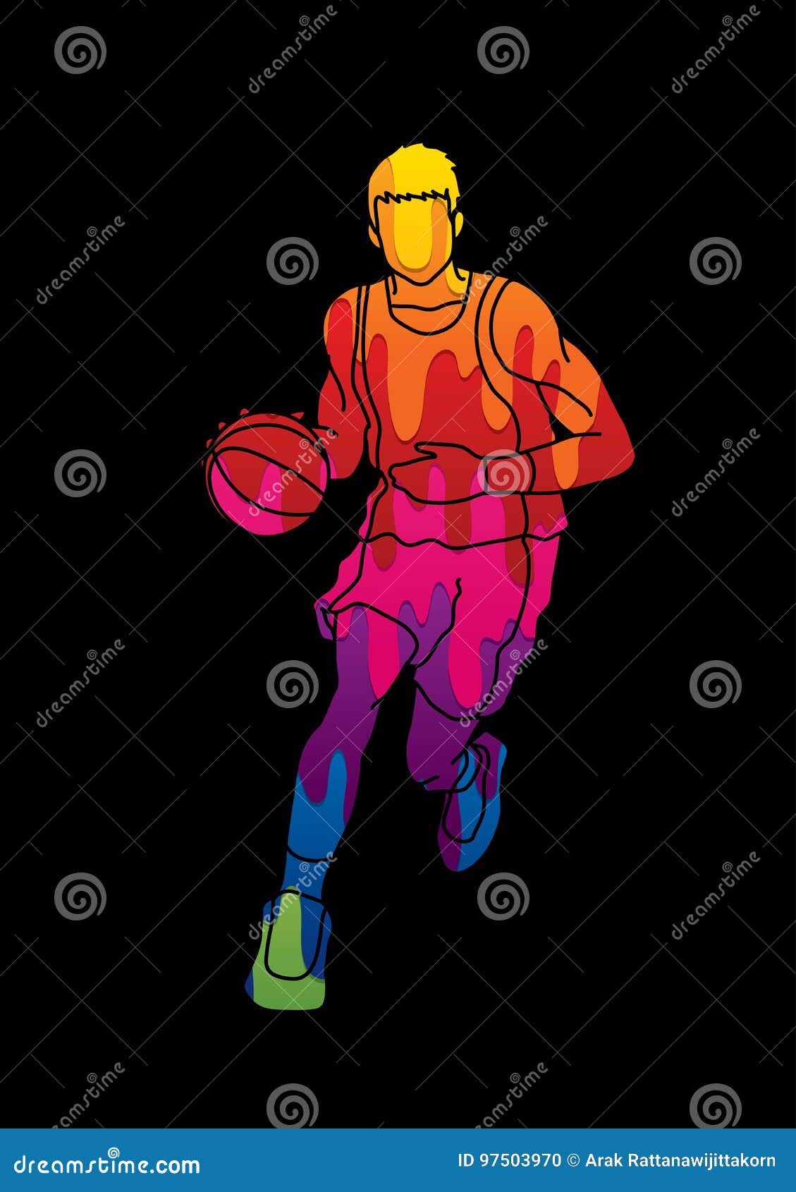 Basketball Player Running Front View Stock Vector - Illustration of ...